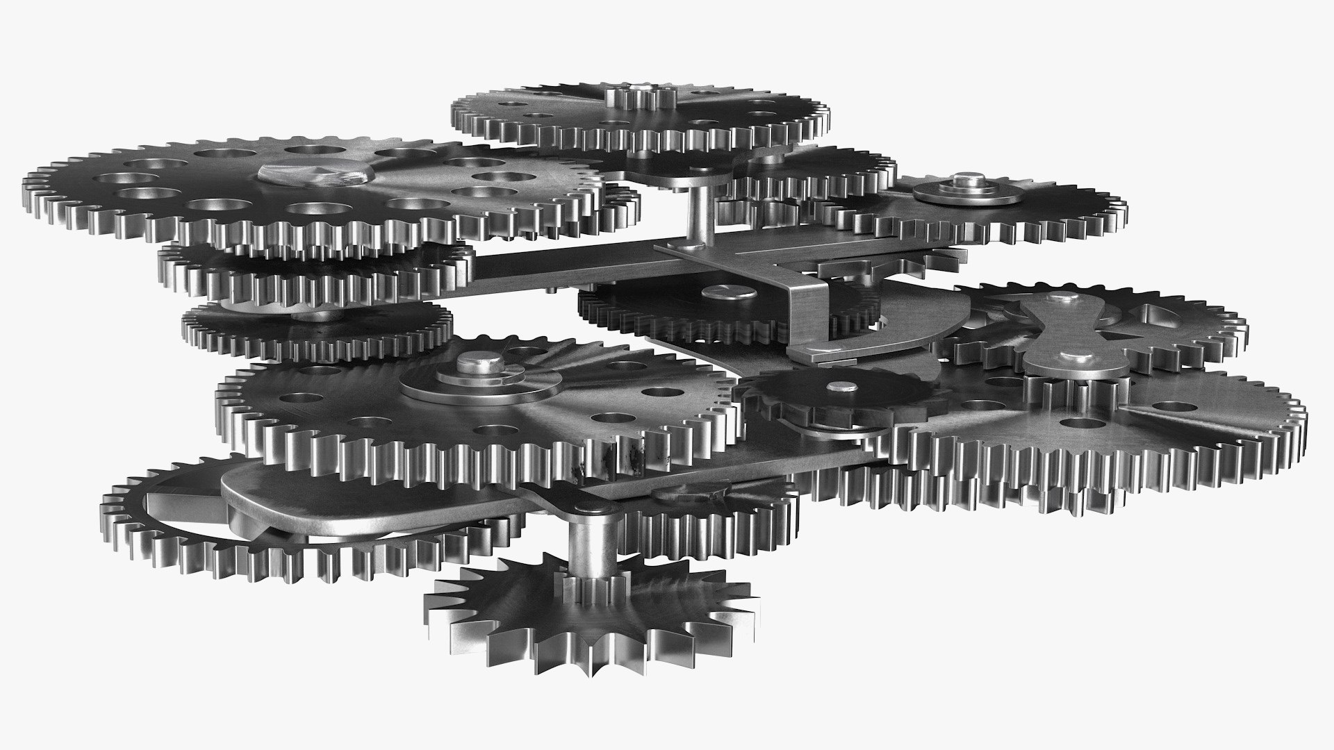 Clockwork gear mechanism silver 3D model - TurboSquid 1653115