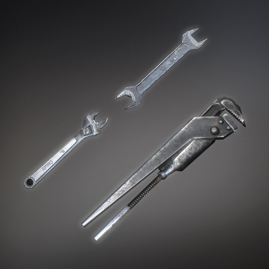 Set Low-poly Mechanic Tools 3ds