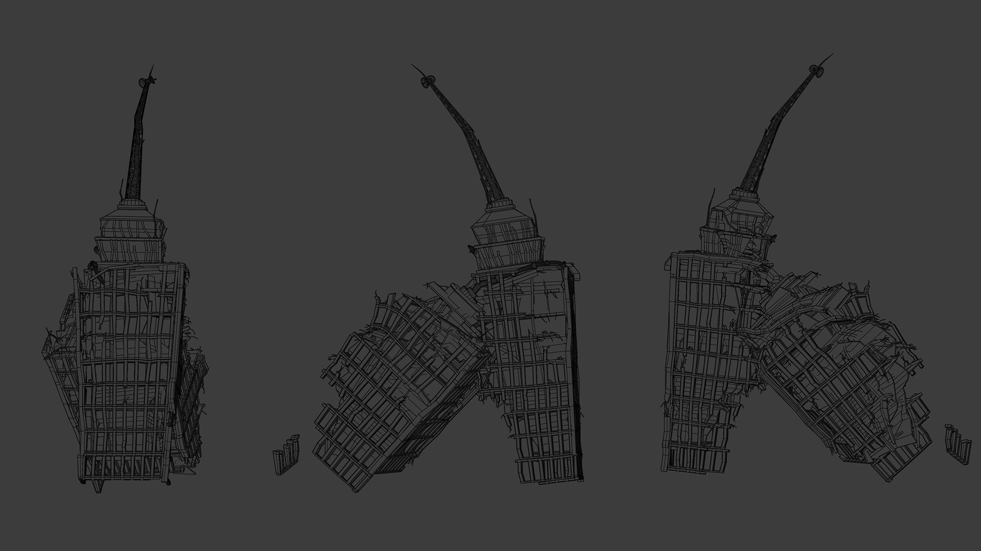 3D Apocalyptic Collapsed Towers - TurboSquid 1804246