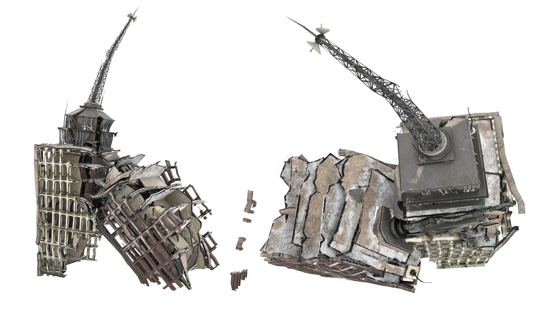 3D Apocalyptic Collapsed Towers - TurboSquid 1804246