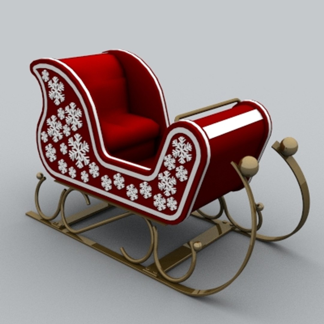 holiday santa sled 3d model