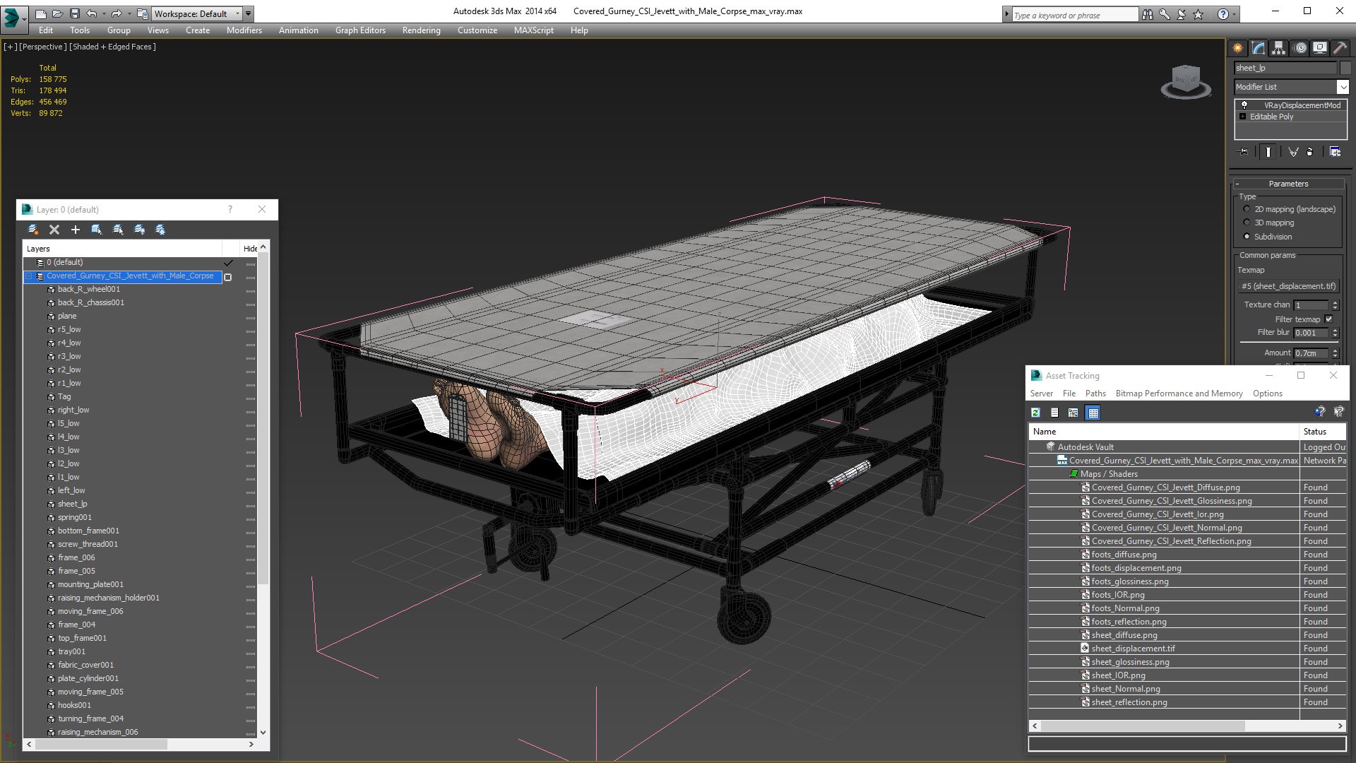 Covered Gurney CSI Jevett with Male Corpse 3D model - TurboSquid 2012406