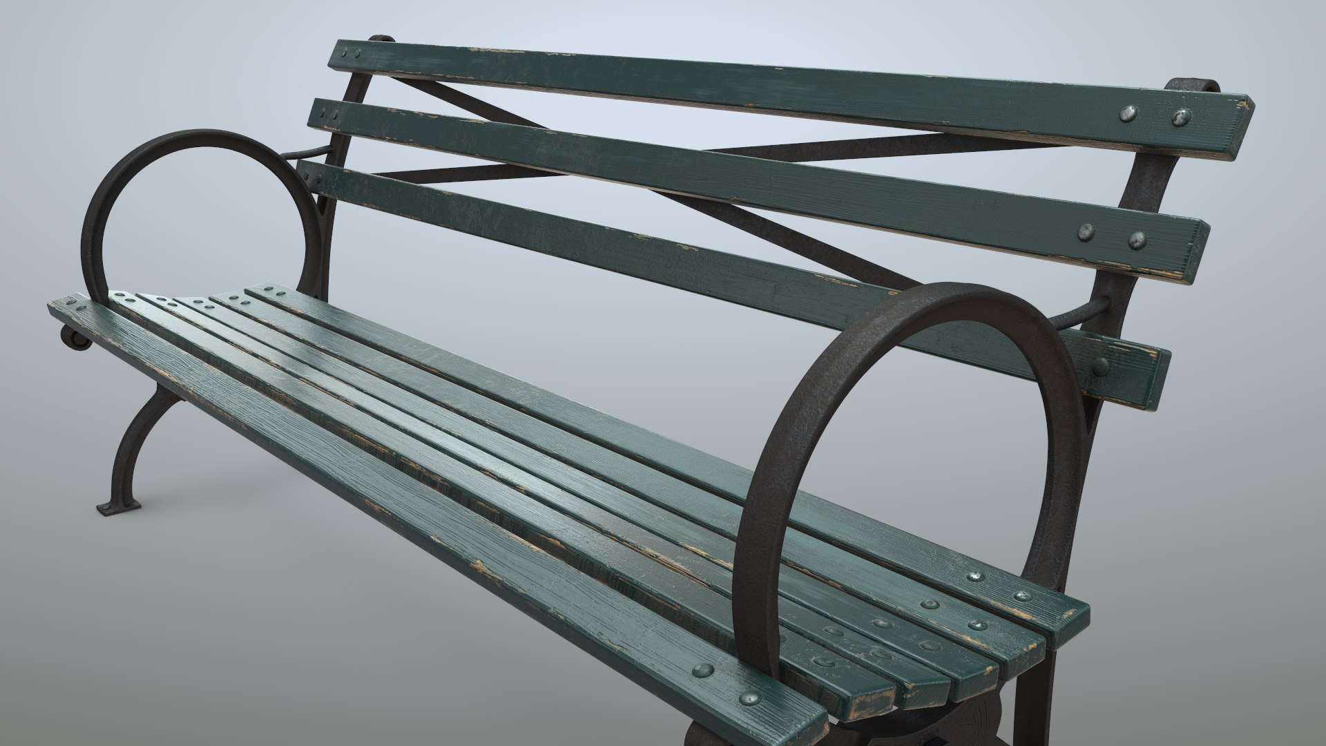 Realistic Bench Middle Green 3D Model - TurboSquid 1550765