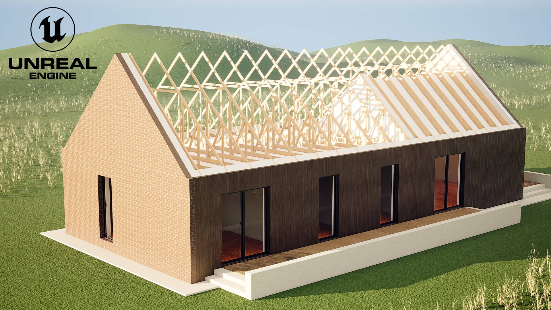 Modern House Truss System 3D Model - TurboSquid 2053358