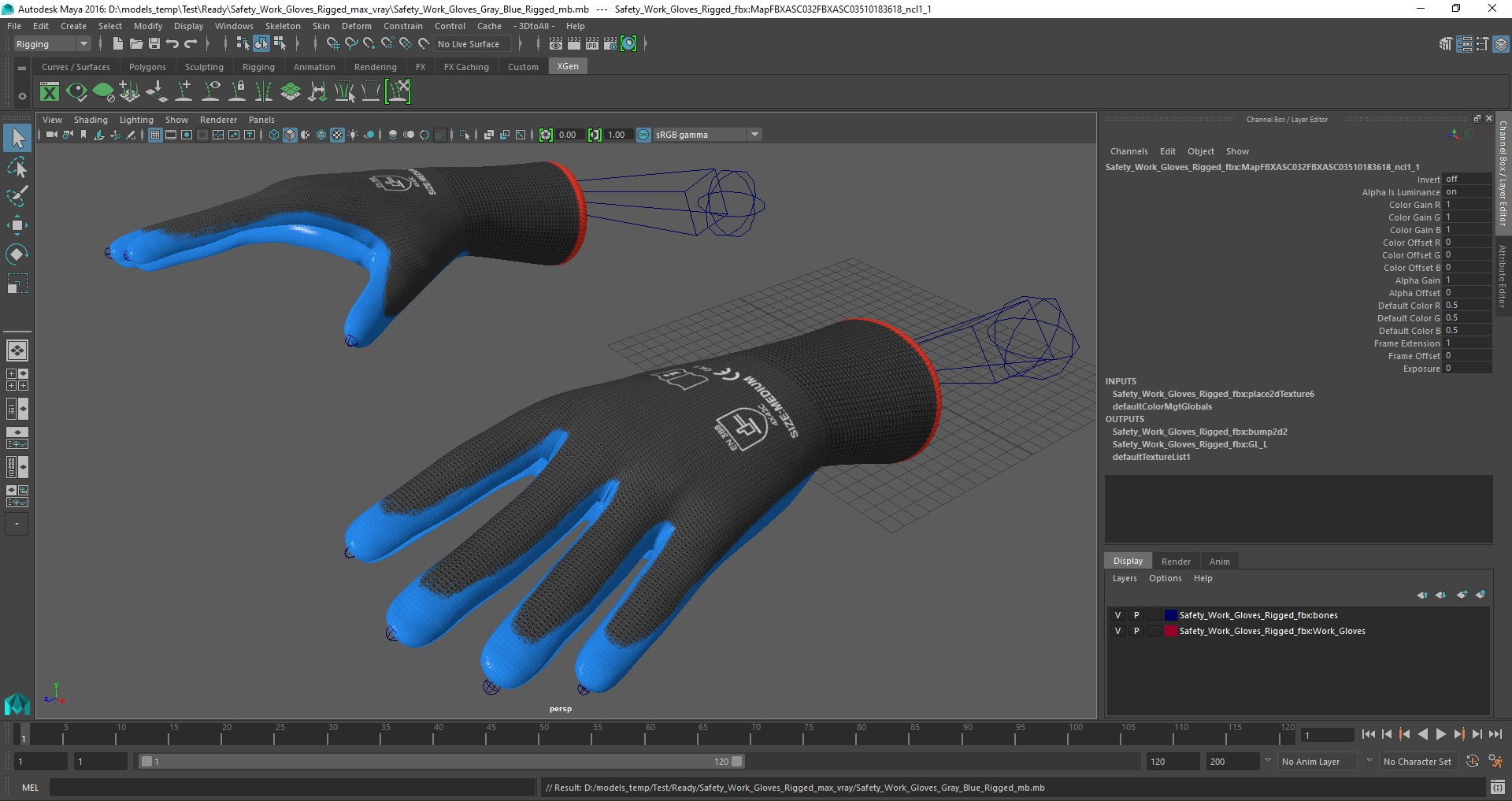 Safety Work Gloves Gray Blue Rigged for Maya 3D - TurboSquid 1859819