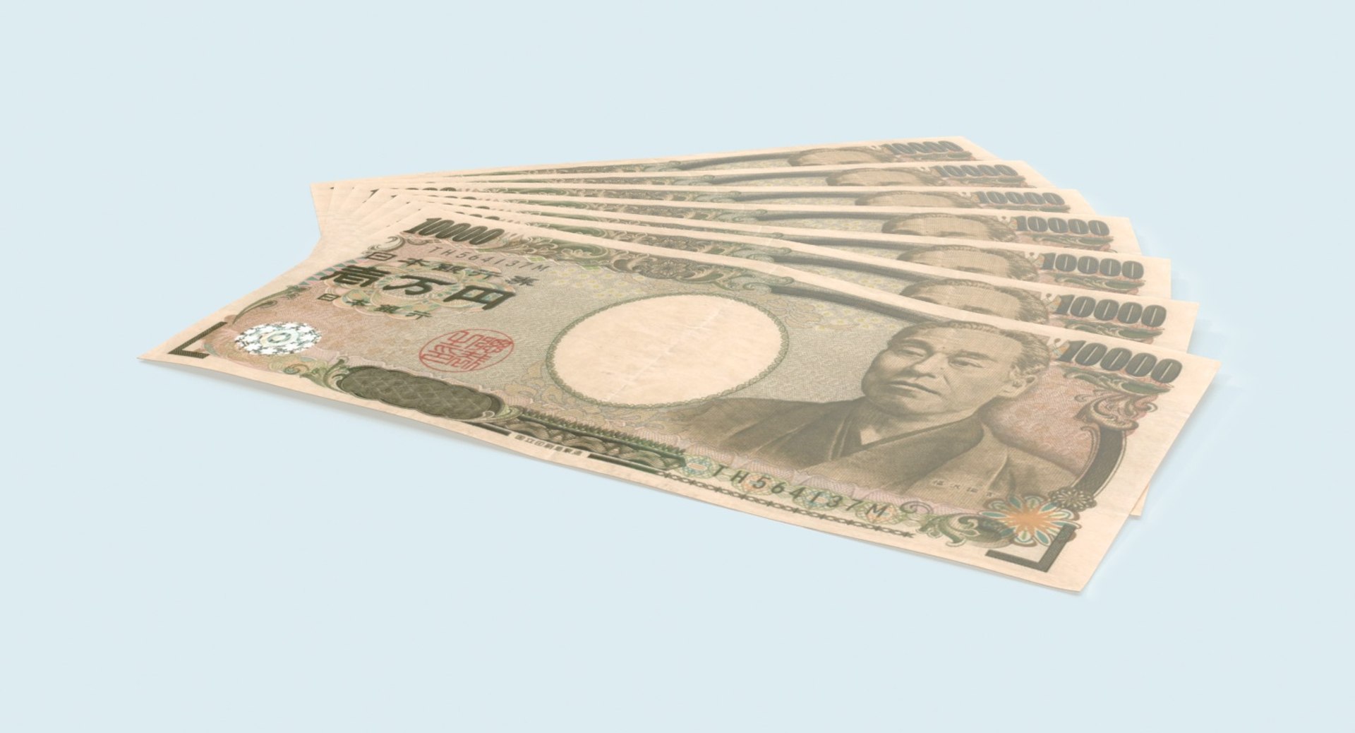 10000 Yen Note Fanned 3d Model