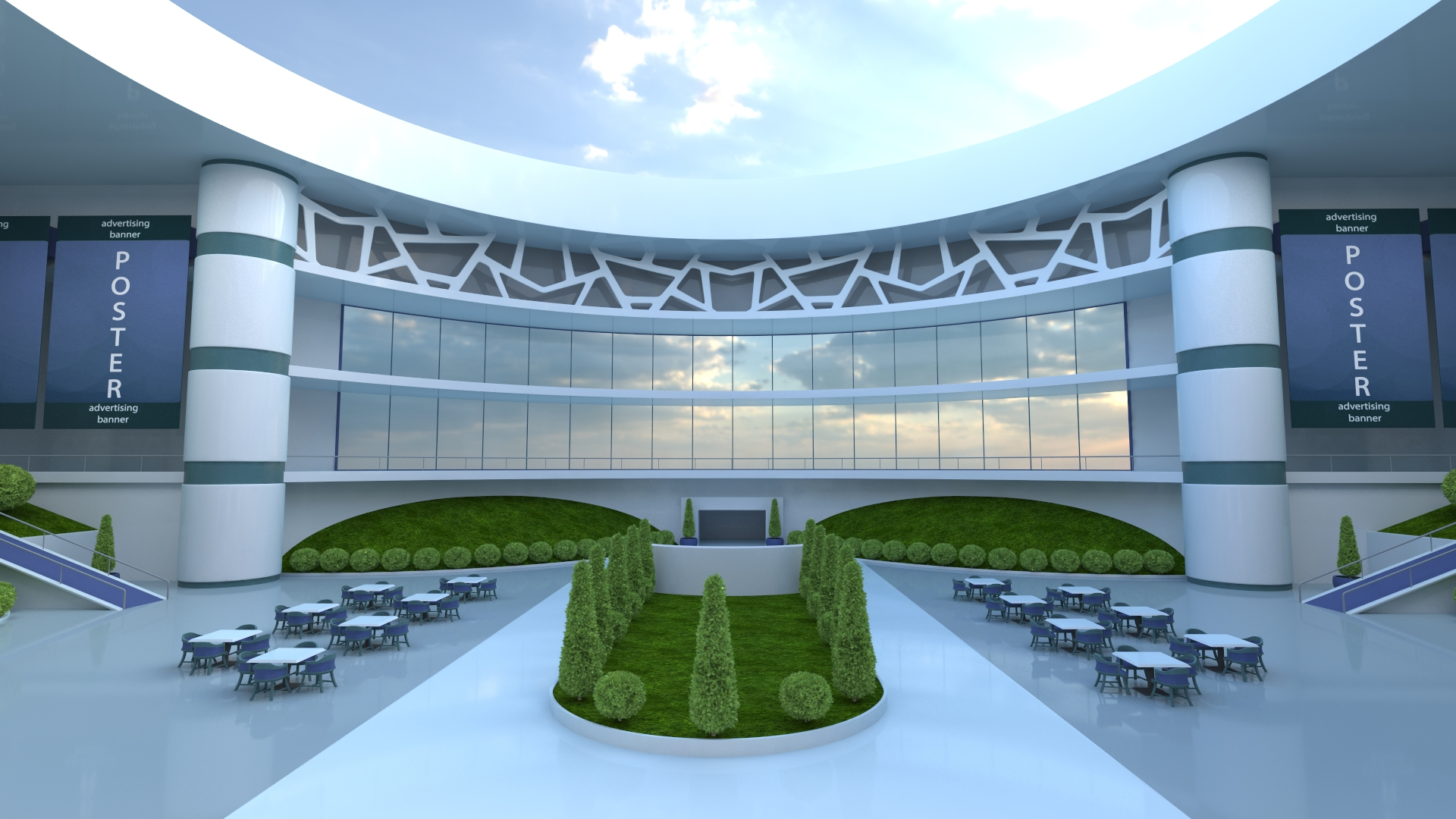 Sci-FI Futuristic Virtual Lobby Model - TurboSquid 2335881