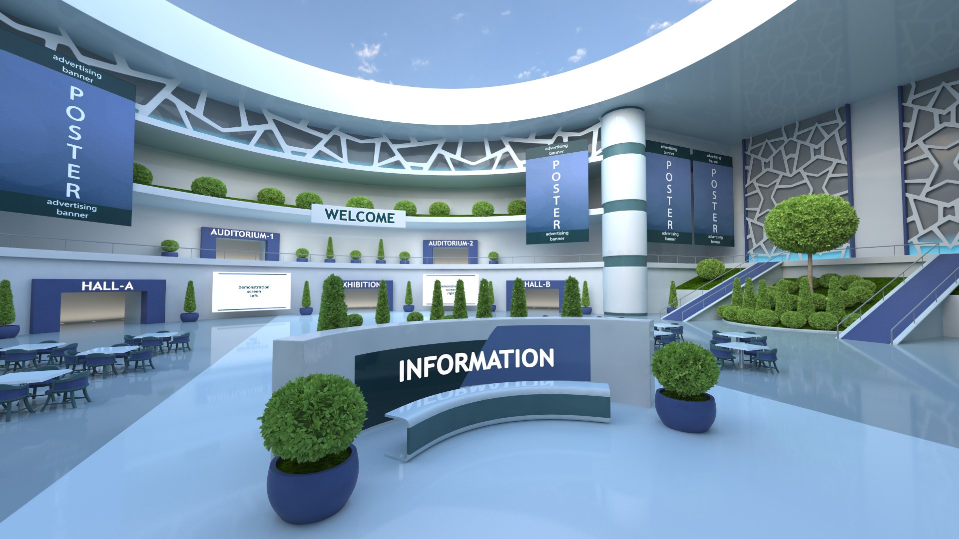 Sci-FI Futuristic Virtual Lobby Model - TurboSquid 2335881