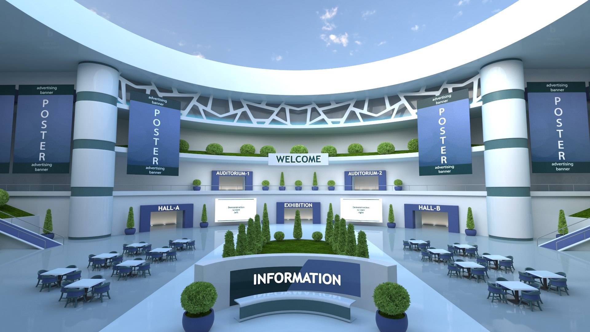 Sci-FI Futuristic Virtual Lobby Model - TurboSquid 2335881