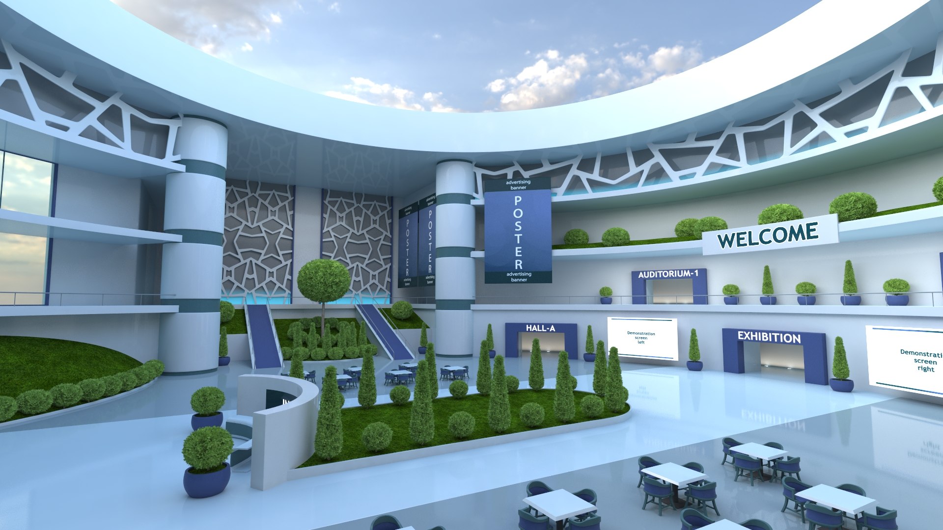 Sci-FI Futuristic Virtual Lobby Model - TurboSquid 2335881