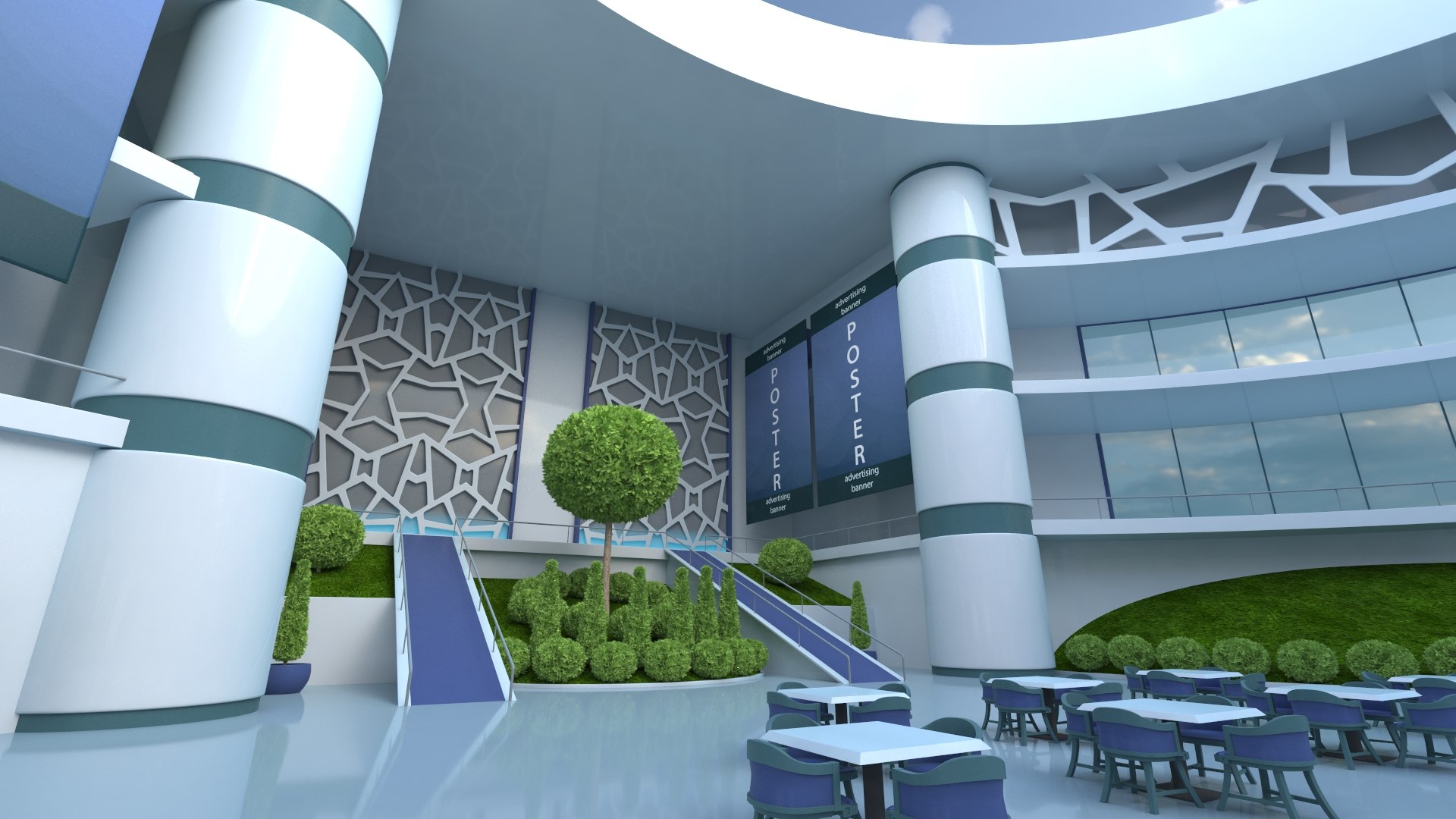 Sci-FI Futuristic Virtual Lobby Model - TurboSquid 2335881