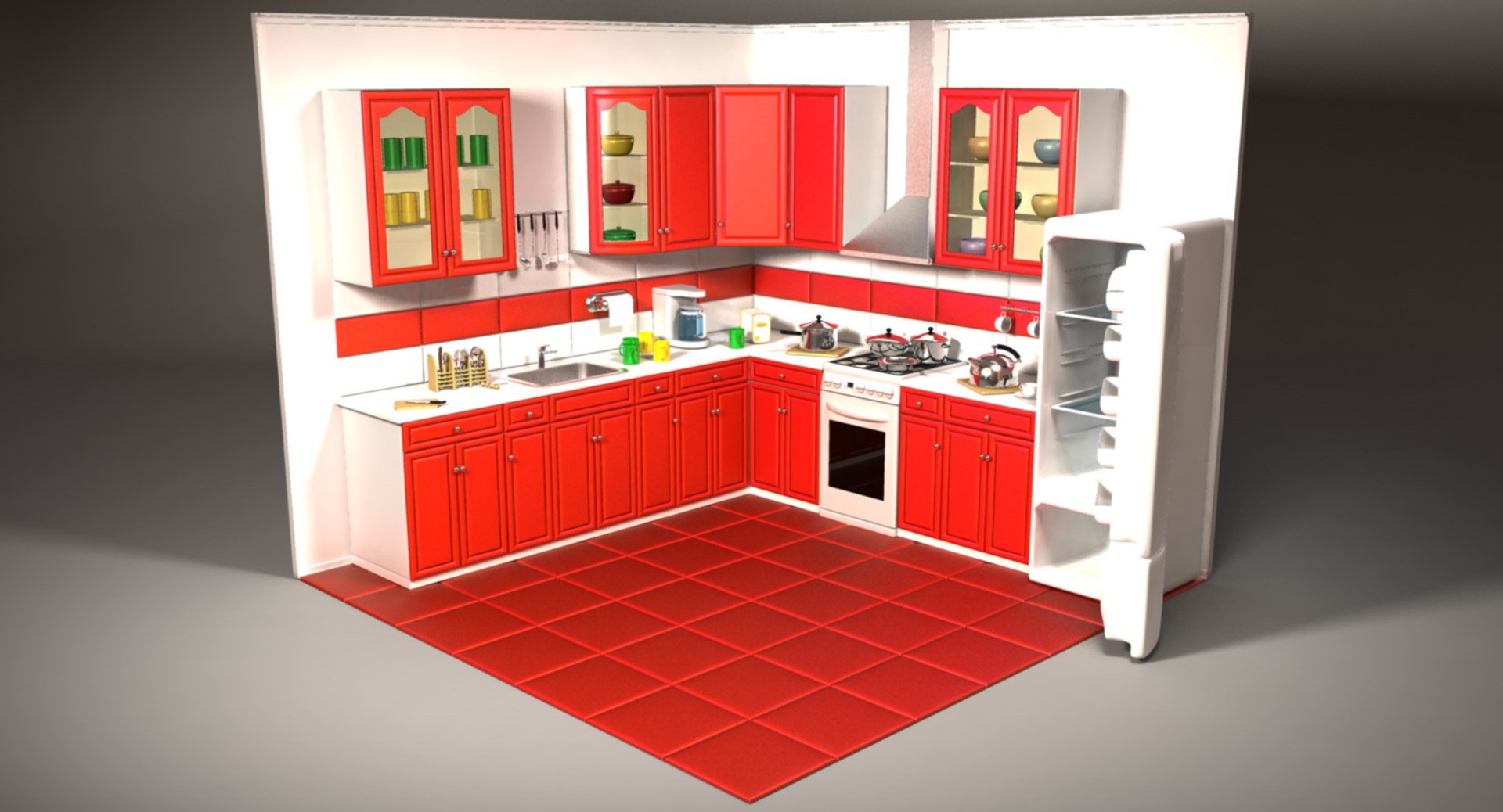 cartoon kitchen 3d 3ds