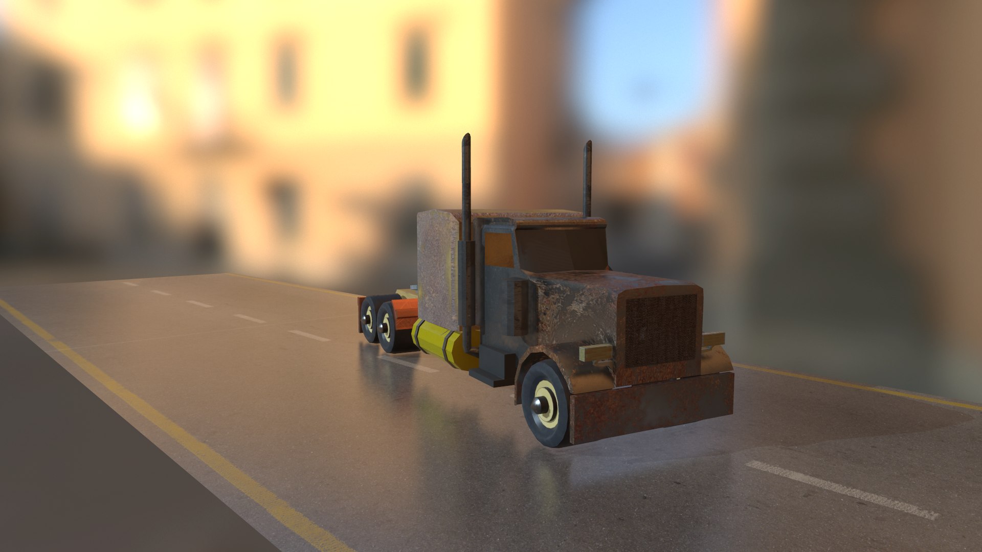 3d truck polygons games model