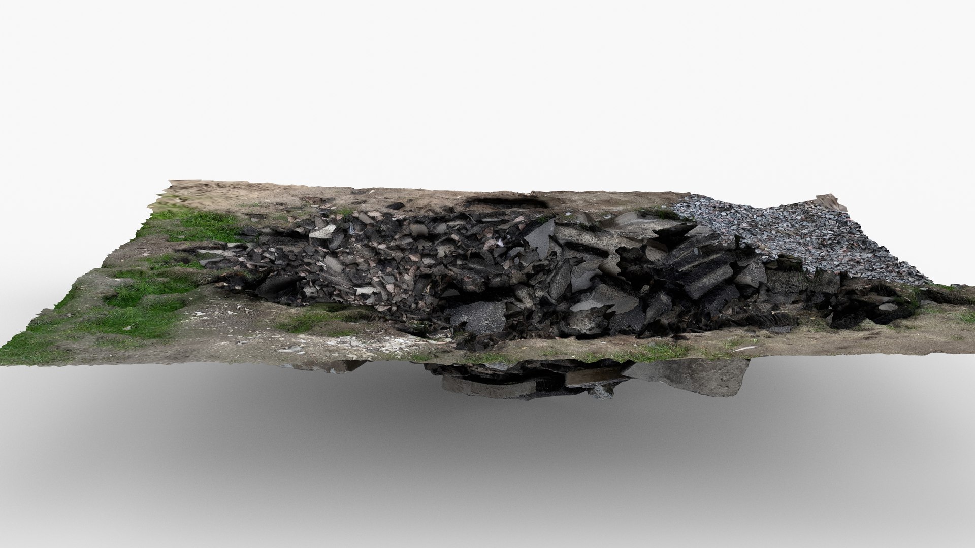 3D 3d Scan Pile Of Broken Asphalt And Concrete Rubble - TurboSquid 2399476