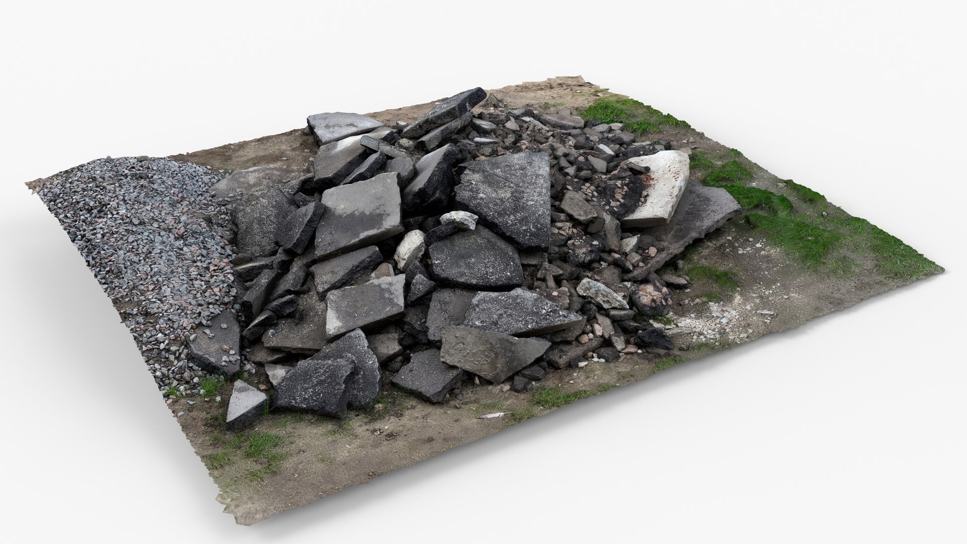3D 3d Scan Pile Of Broken Asphalt And Concrete Rubble - TurboSquid 2399476