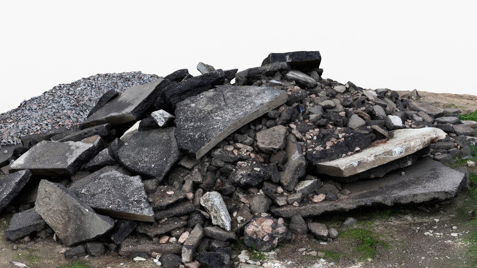 3D 3d Scan Pile Of Broken Asphalt And Concrete Rubble - TurboSquid 2399476