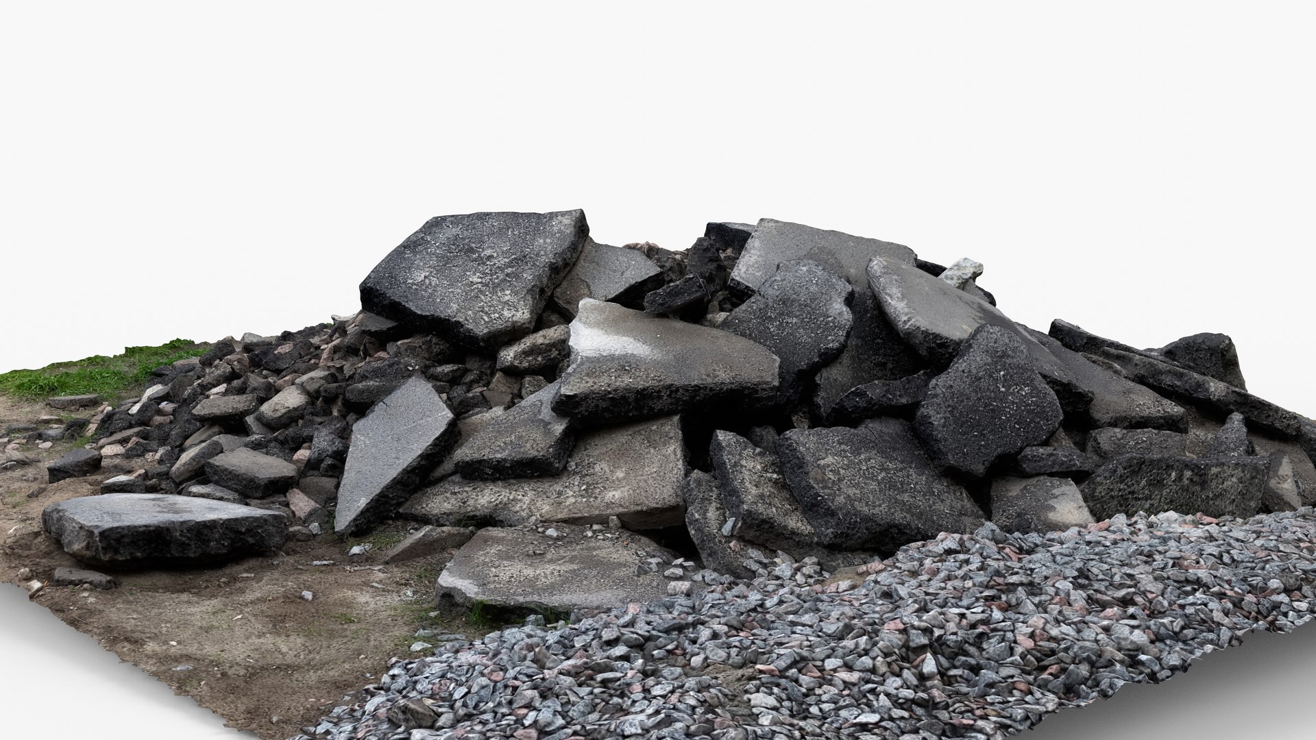 3D 3d Scan Pile Of Broken Asphalt And Concrete Rubble - TurboSquid 2399476