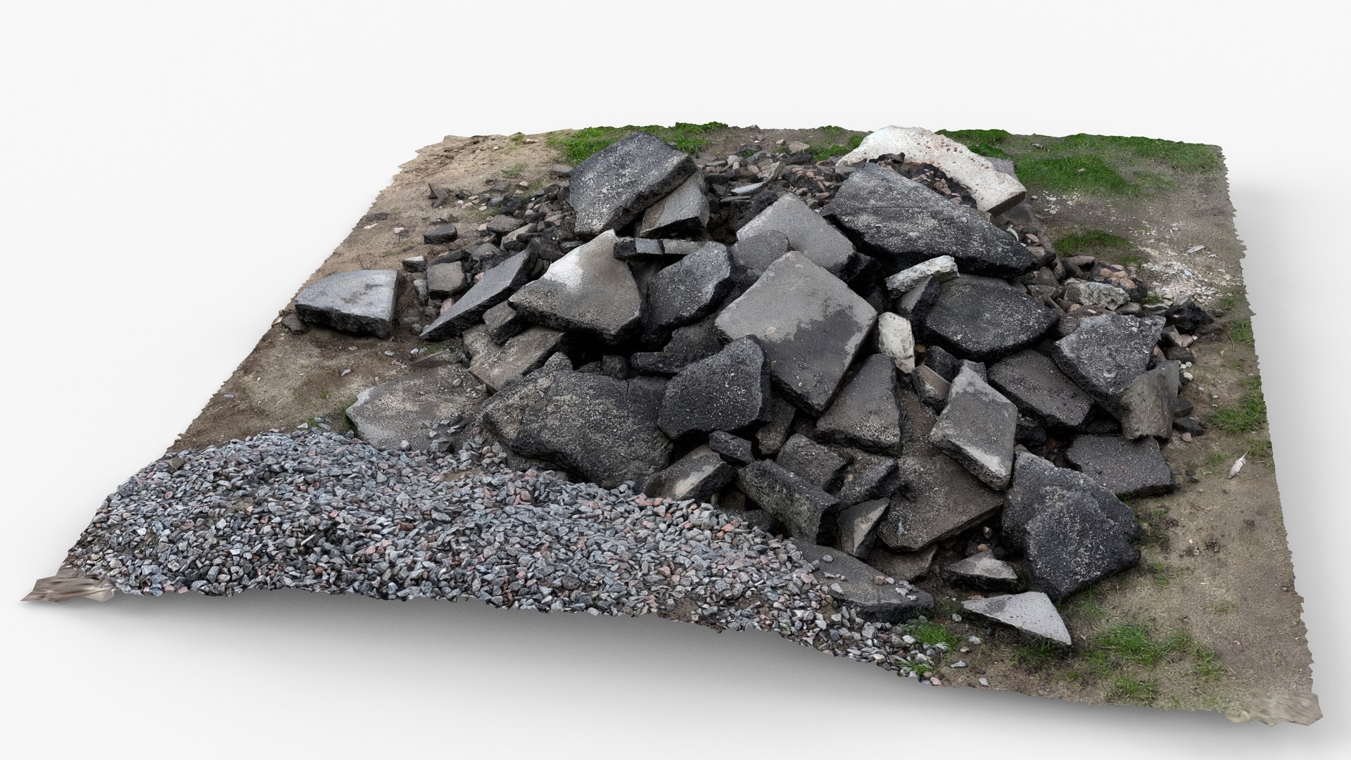 3D 3d Scan Pile Of Broken Asphalt And Concrete Rubble - TurboSquid 2399476