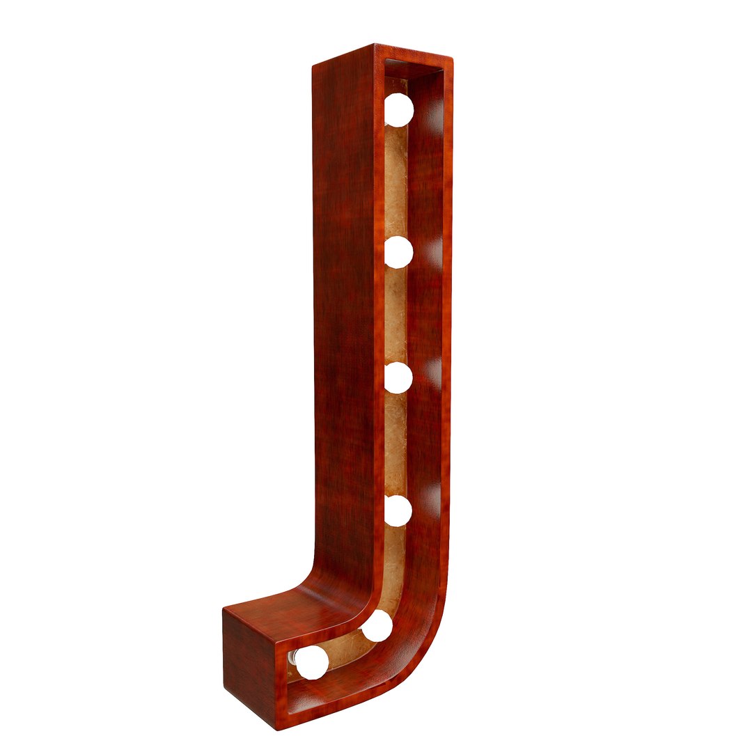 3D model Marquee letter J led wooden glow sign - TurboSquid 1974443