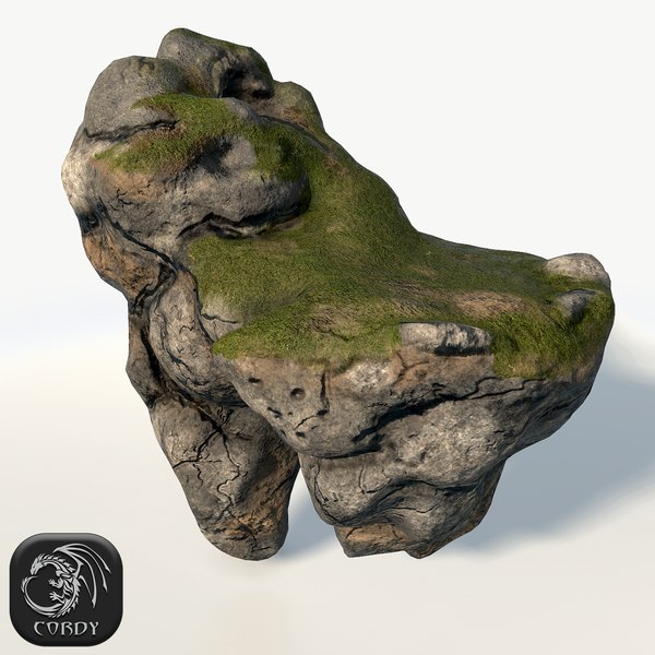 3d model floating island rock