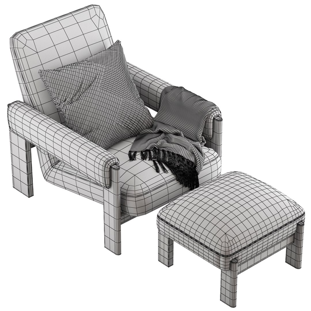 West Elm Nils Chair And Ottoman Model - TurboSquid 2208321