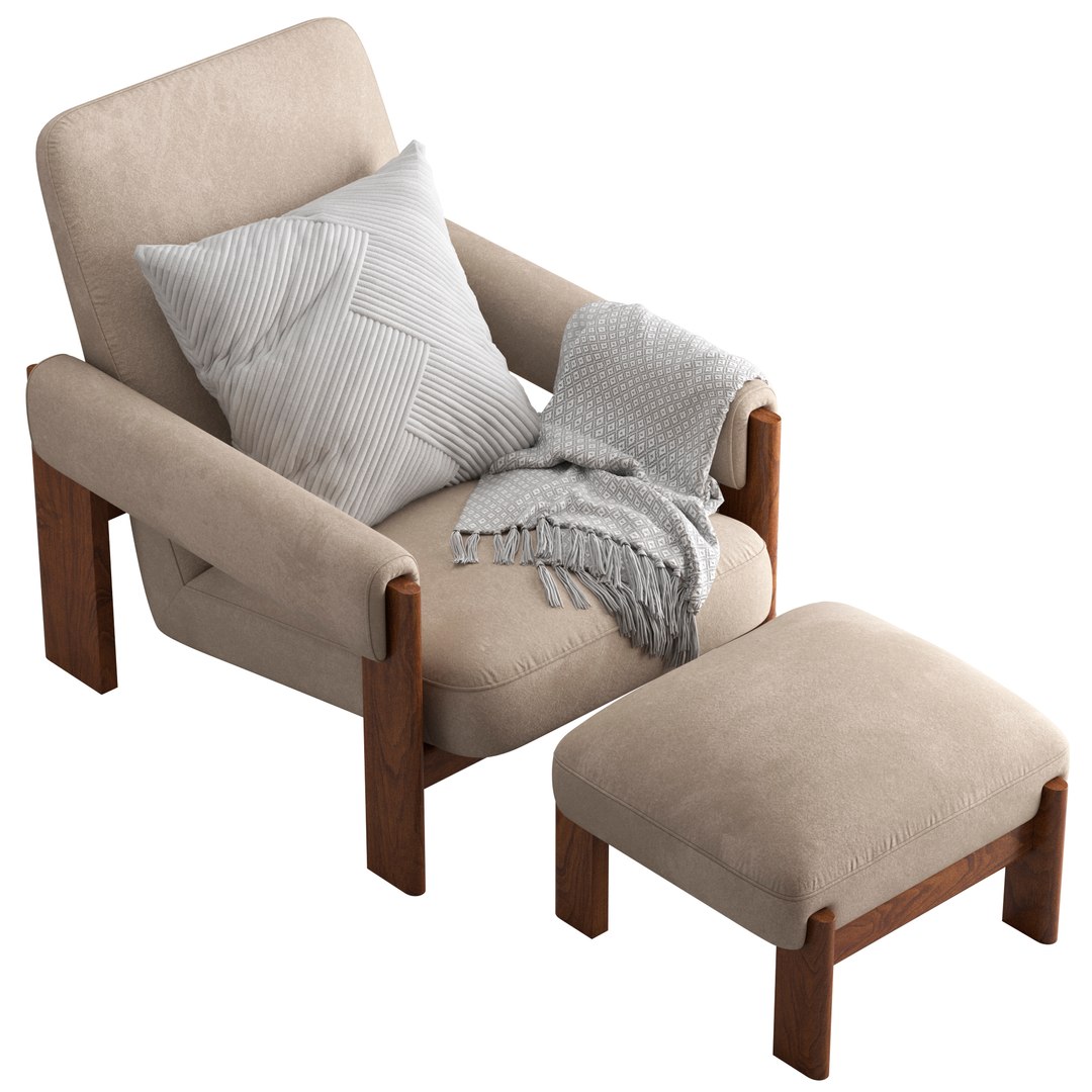 West Elm Nils Chair And Ottoman Model - TurboSquid 2208321