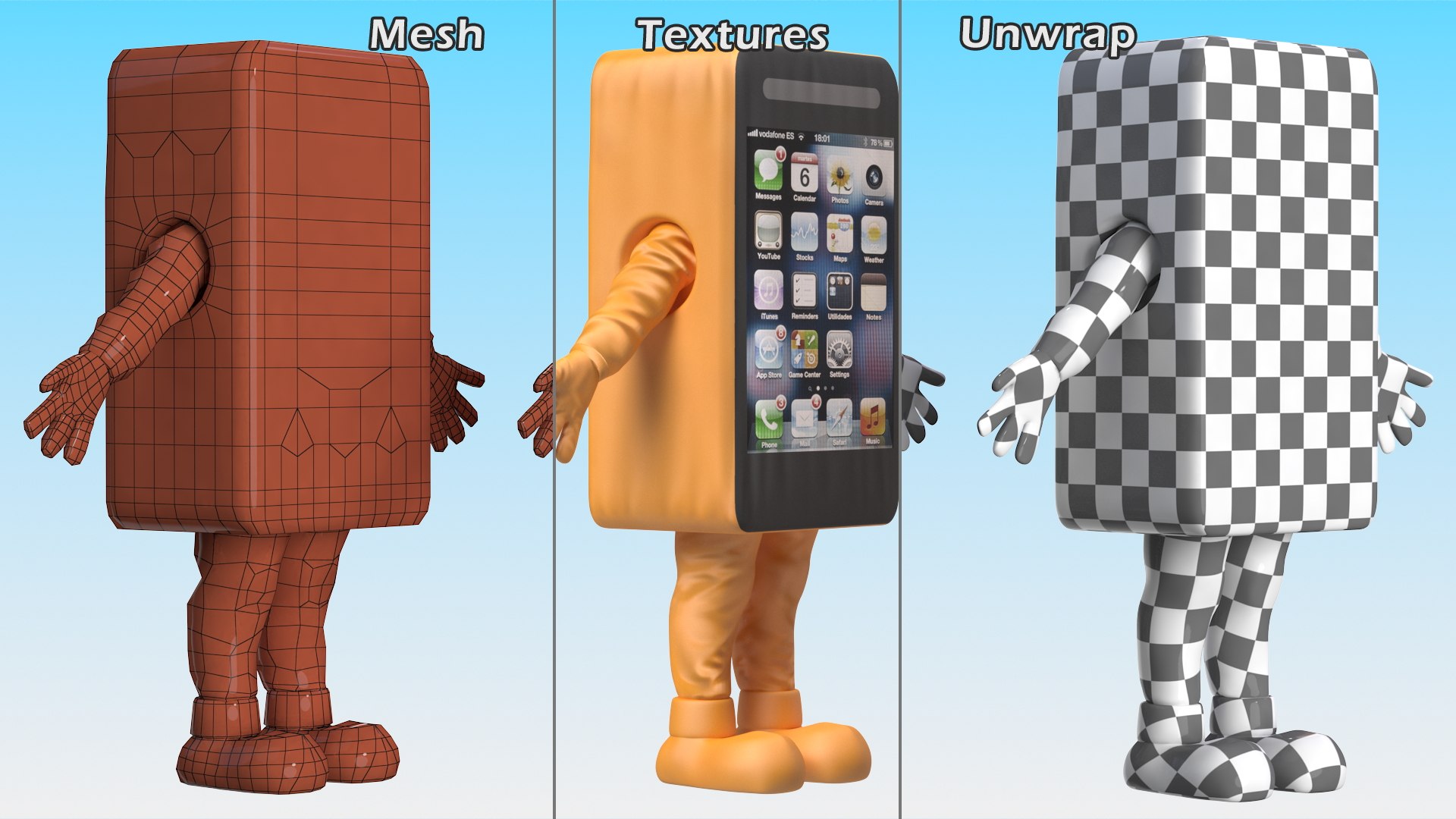 3D Rigged Cell Phone Mascot Costumes Collection - TurboSquid 2068956
