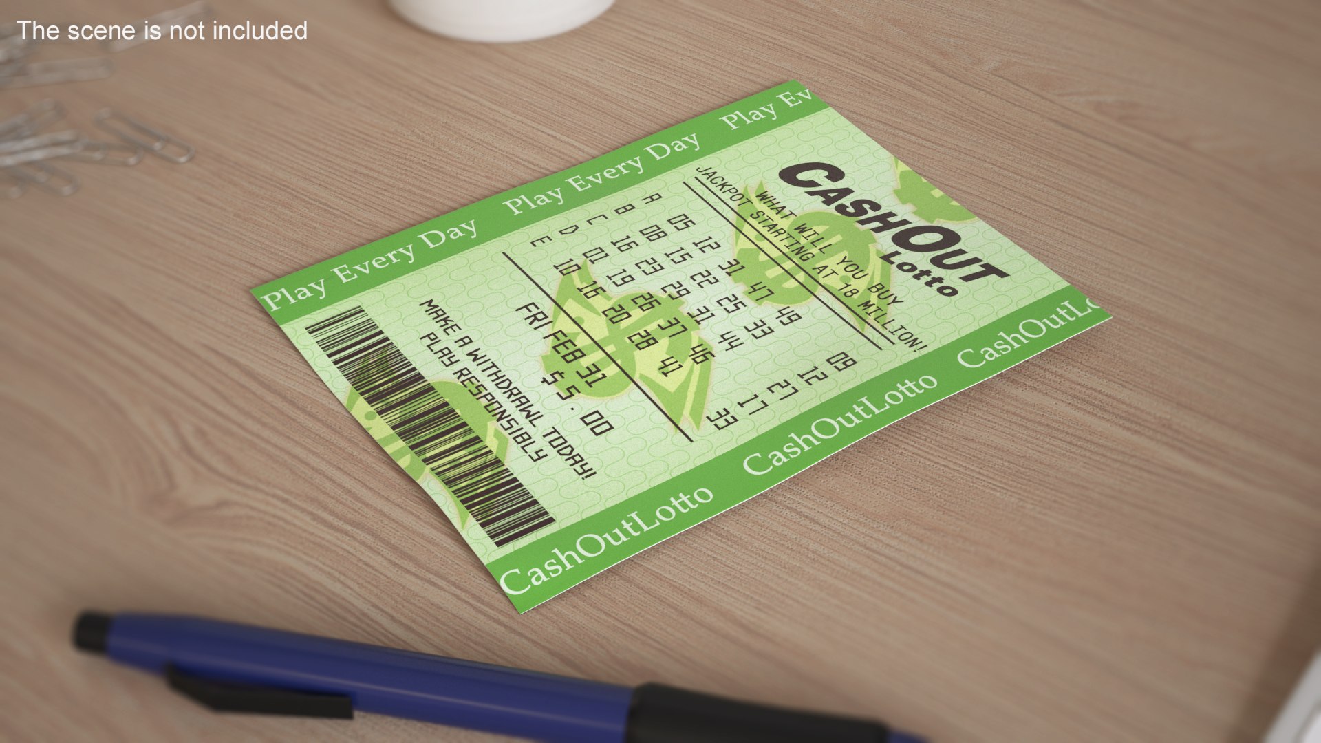3D Even Cash Out Lotto Ticket Model - TurboSquid 2022816