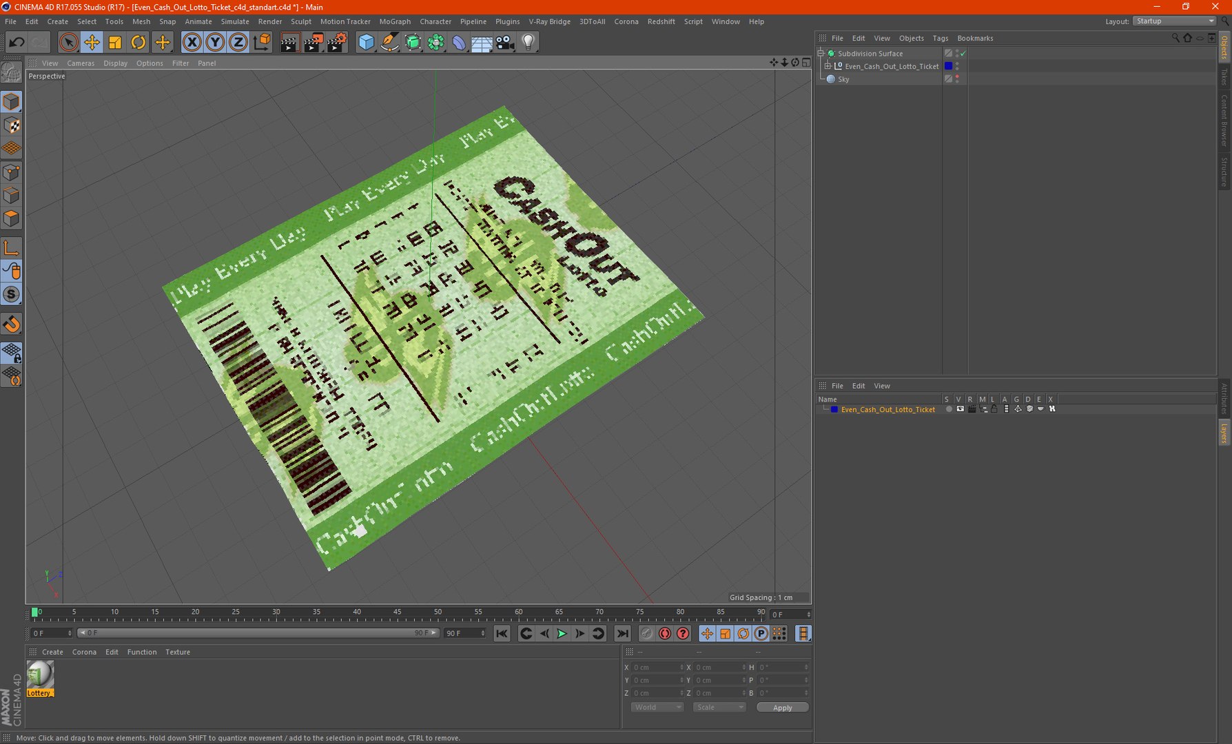 3D Even Cash Out Lotto Ticket Model - TurboSquid 2022816
