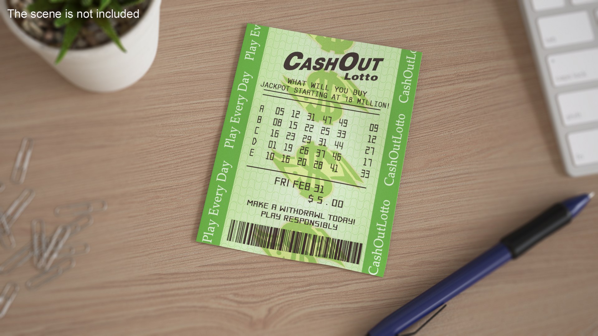 3D Even Cash Out Lotto Ticket Model - TurboSquid 2022816