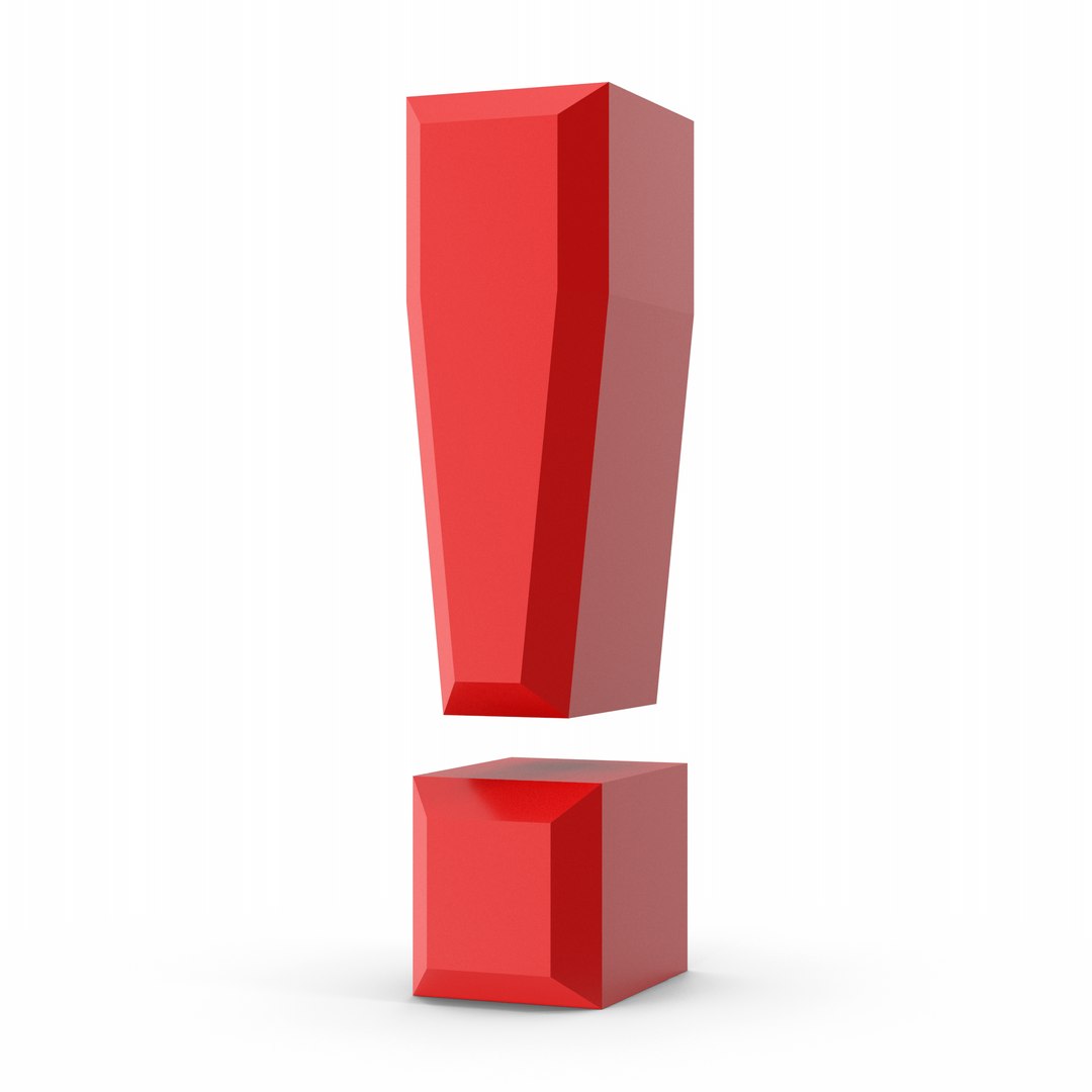 3D Red Exclamation Mark - TurboSquid 2266262