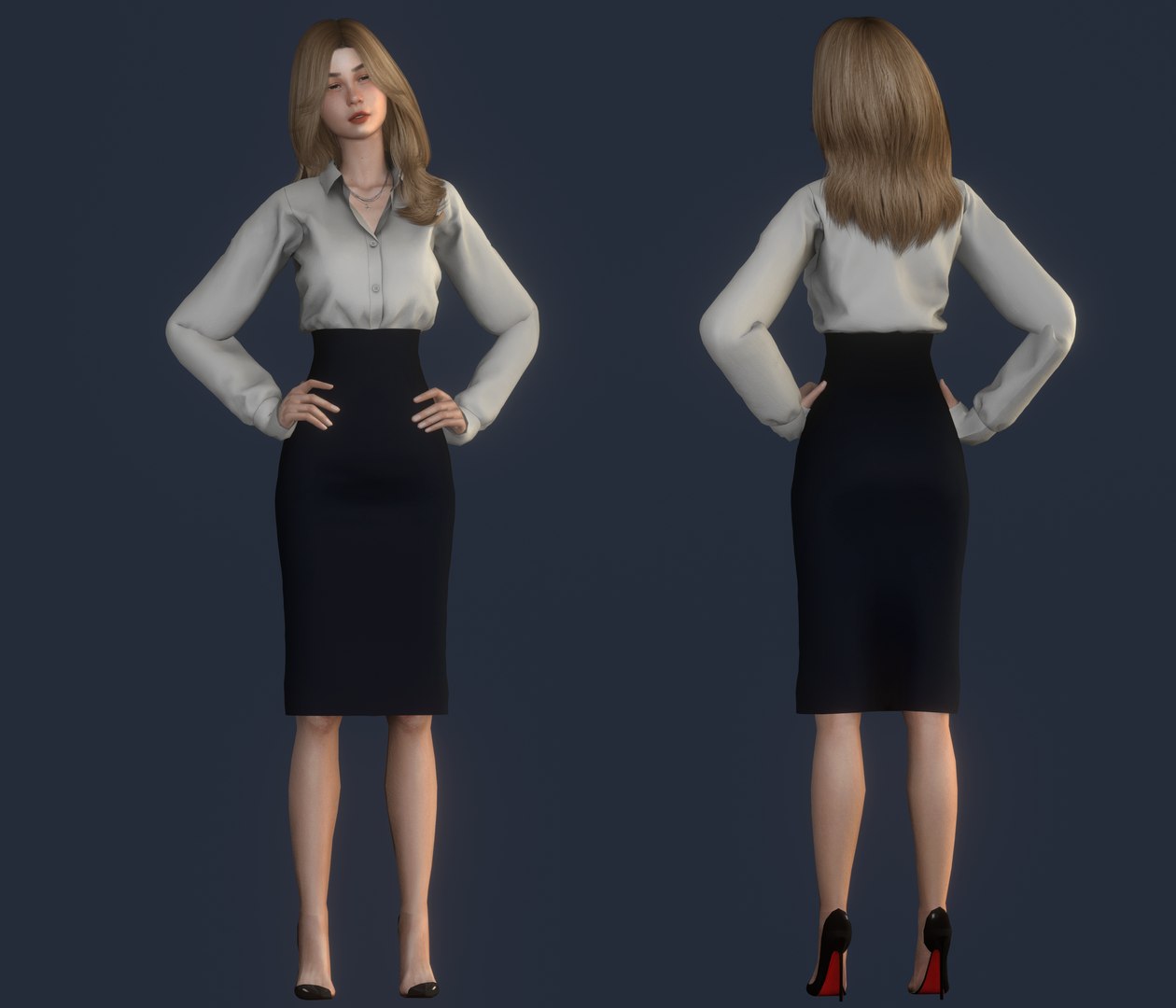 3D Office Girl V2 - Game Ready Model - TurboSquid 2081054