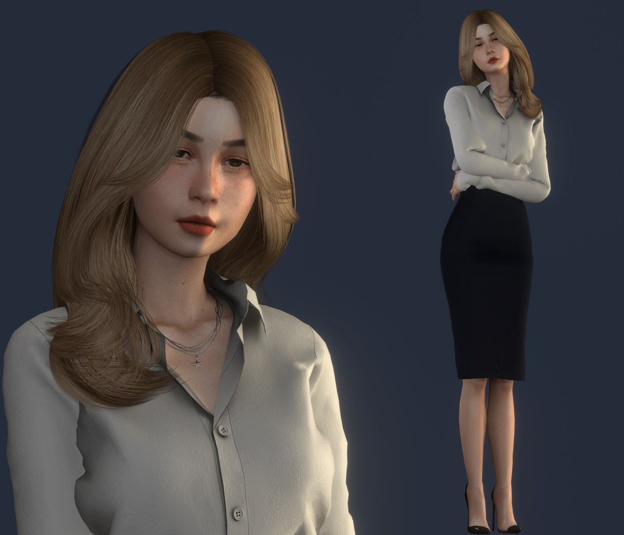 3D Office Girl V2 - Game Ready Model - TurboSquid 2081054
