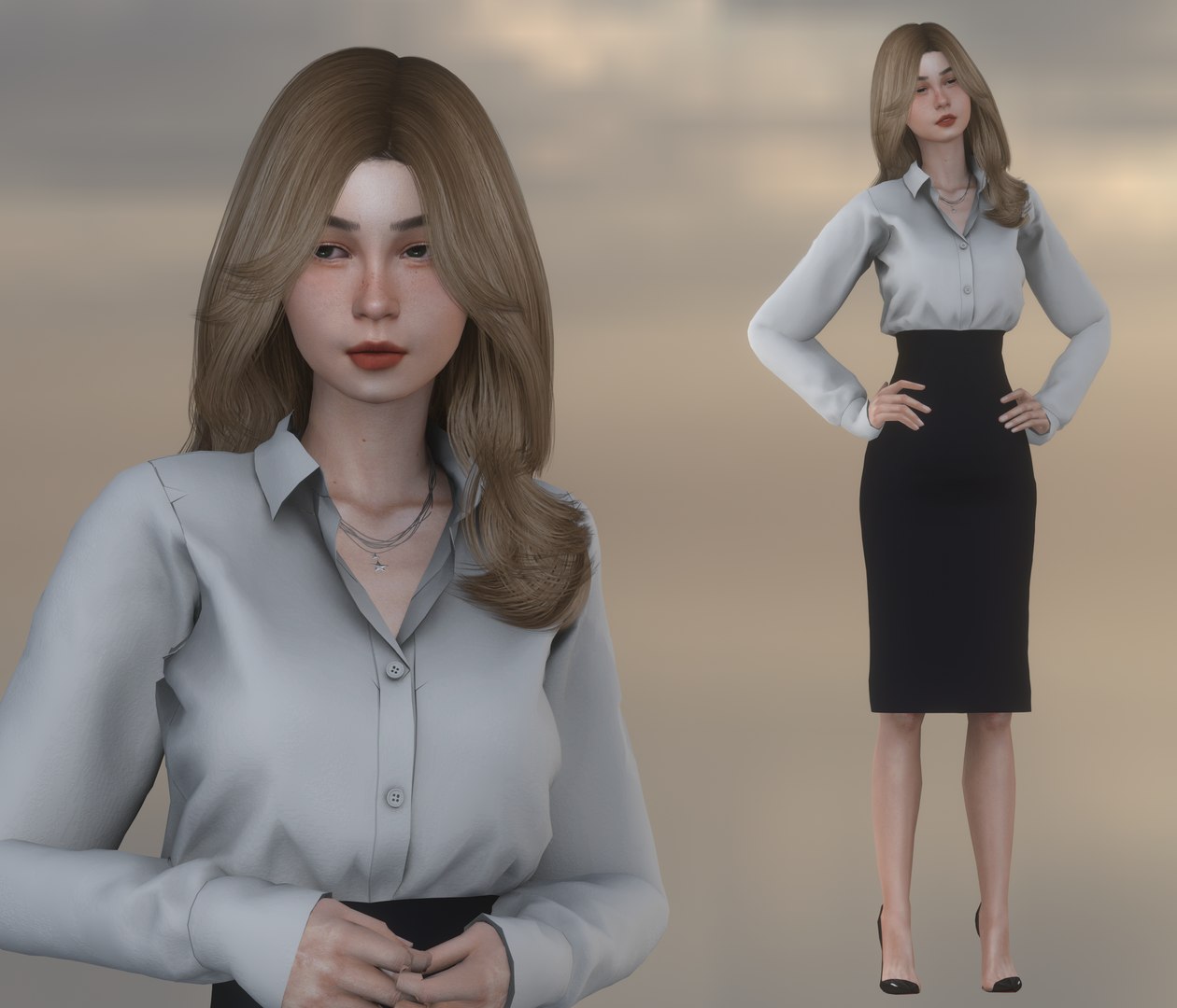 3D Office Girl V2 - Game Ready Model - TurboSquid 2081054