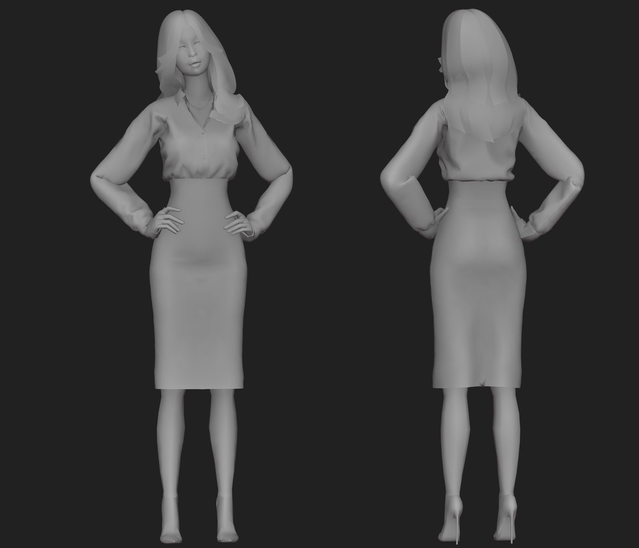 3D Office Girl V2 - Game Ready Model - TurboSquid 2081054
