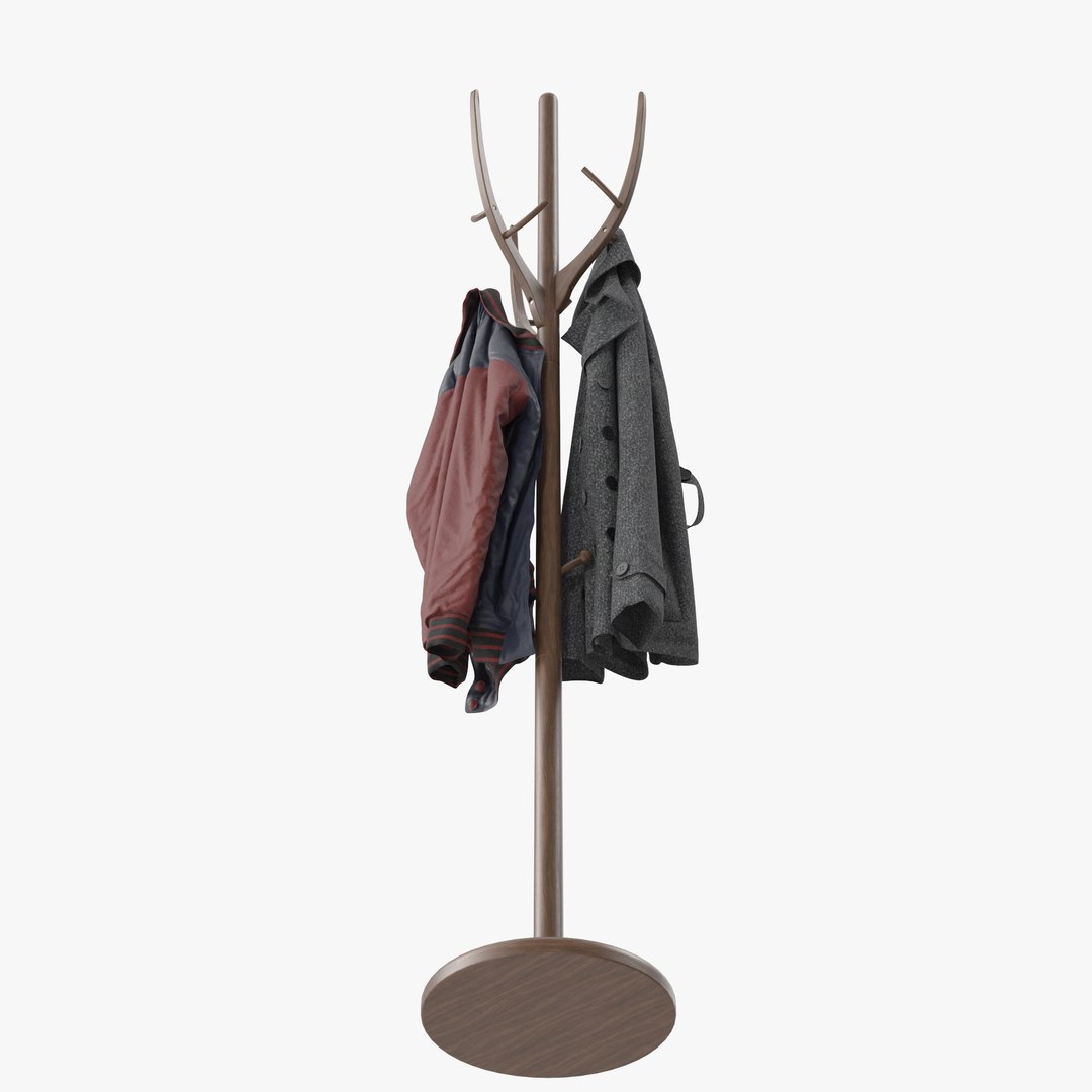 3D Solid Wood Coat Rack Model - TurboSquid 2035073