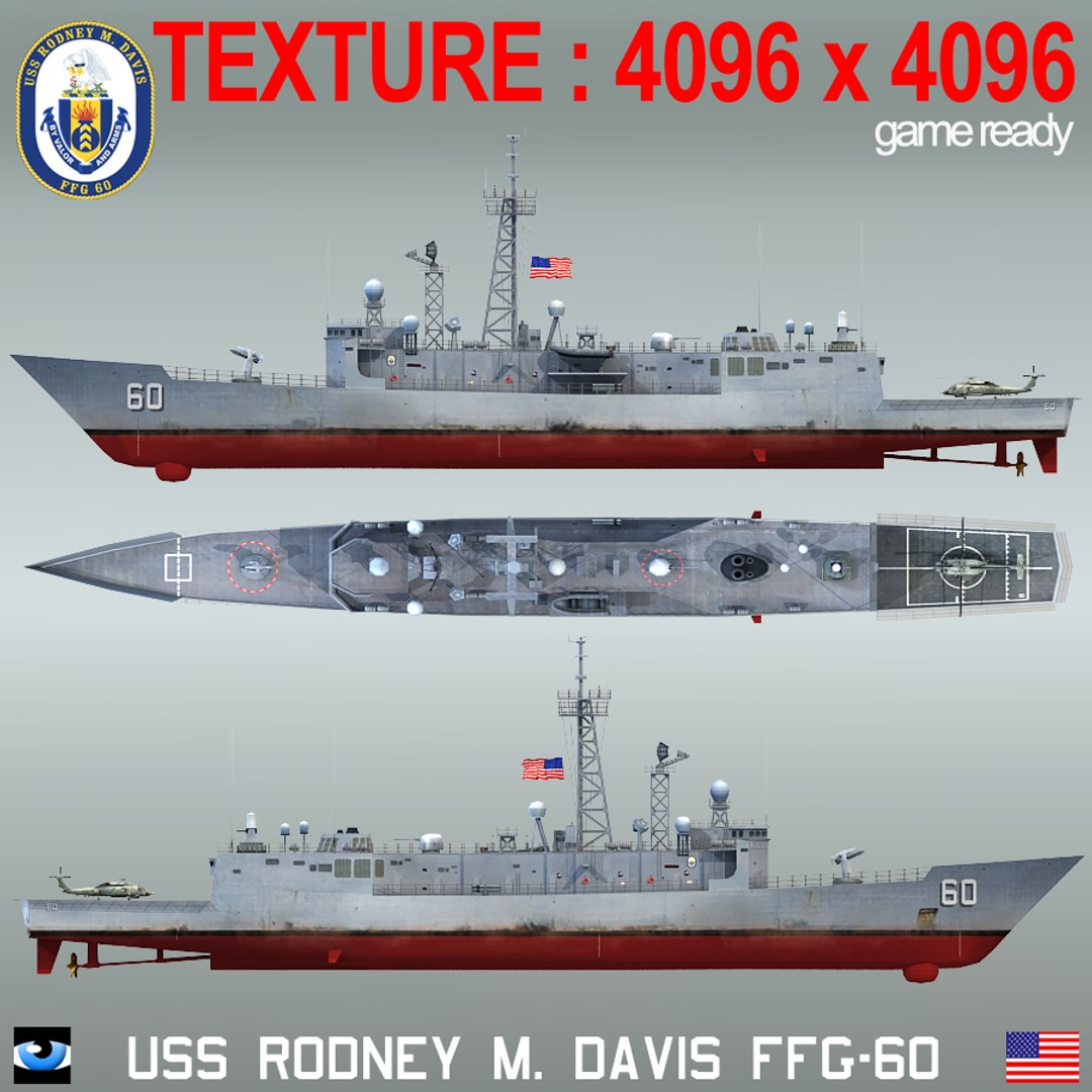 uss rodney m davis 3d max