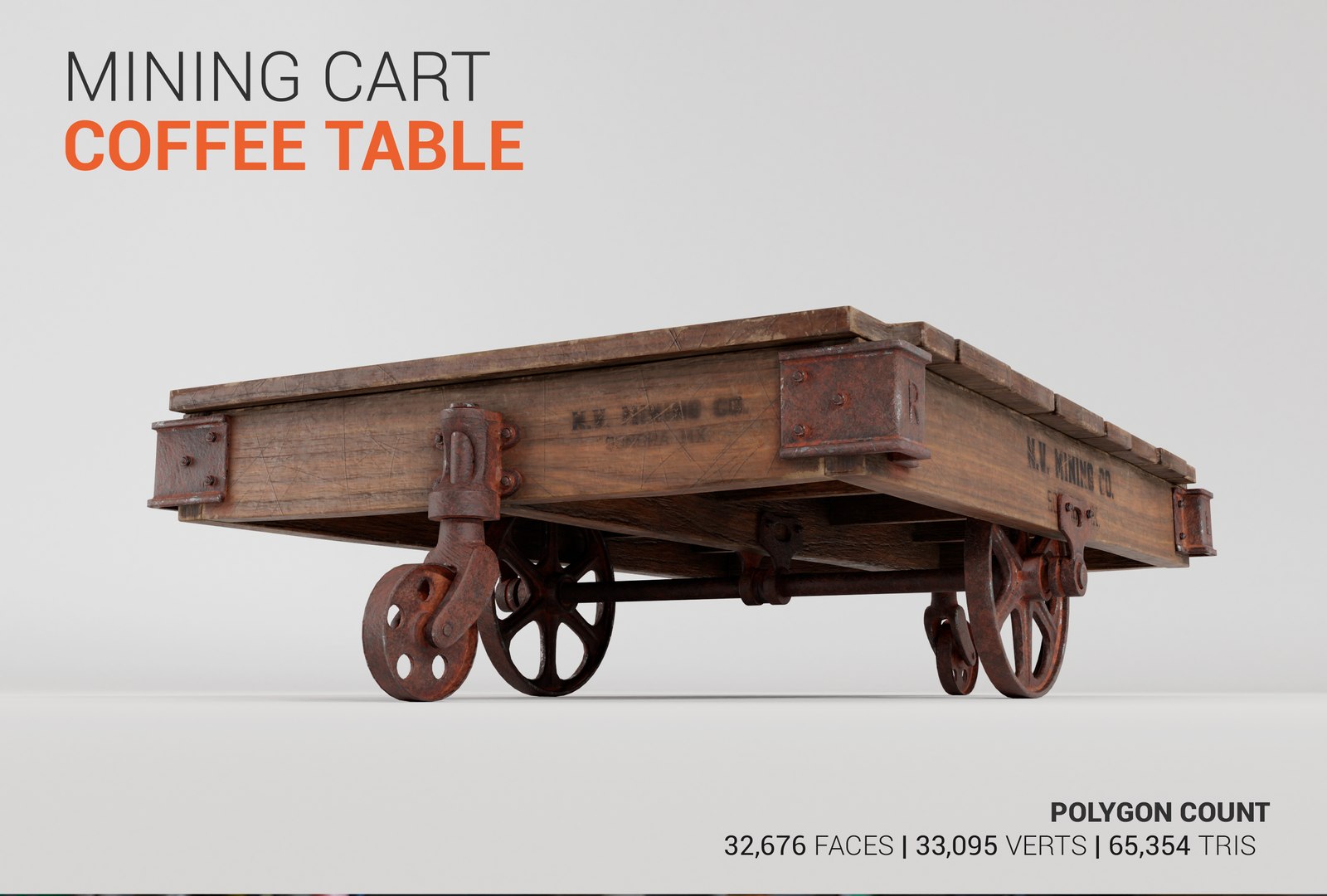 Mining Cart Coffee Table 3D Model - TurboSquid 1392264