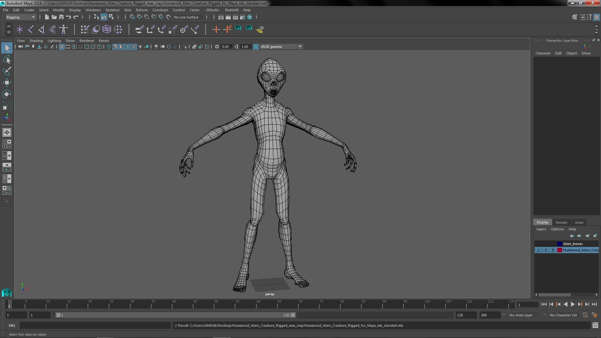 Humanoid Alien Creature Rigged for Maya model - TurboSquid 2018605