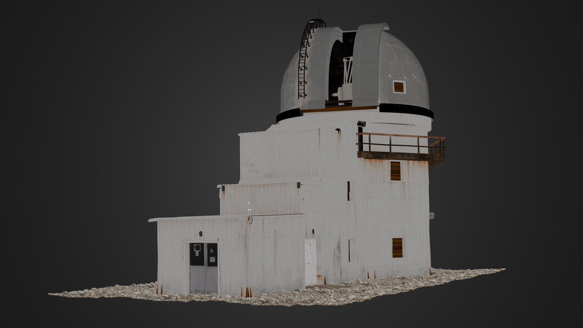 3D Model Realistic Astronomical Observatory 3D Model Metallic Dome ...