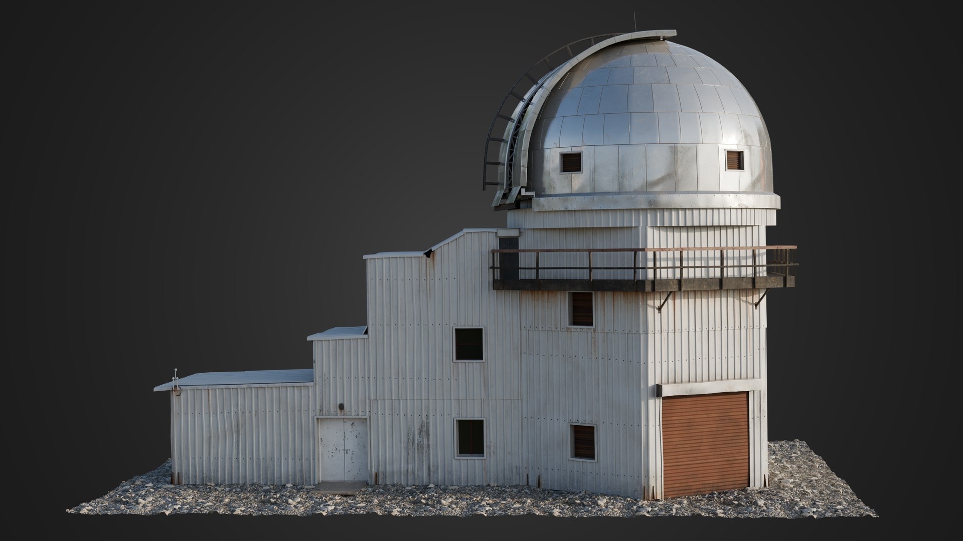 3D Model Realistic Astronomical Observatory 3D Model Metallic Dome ...