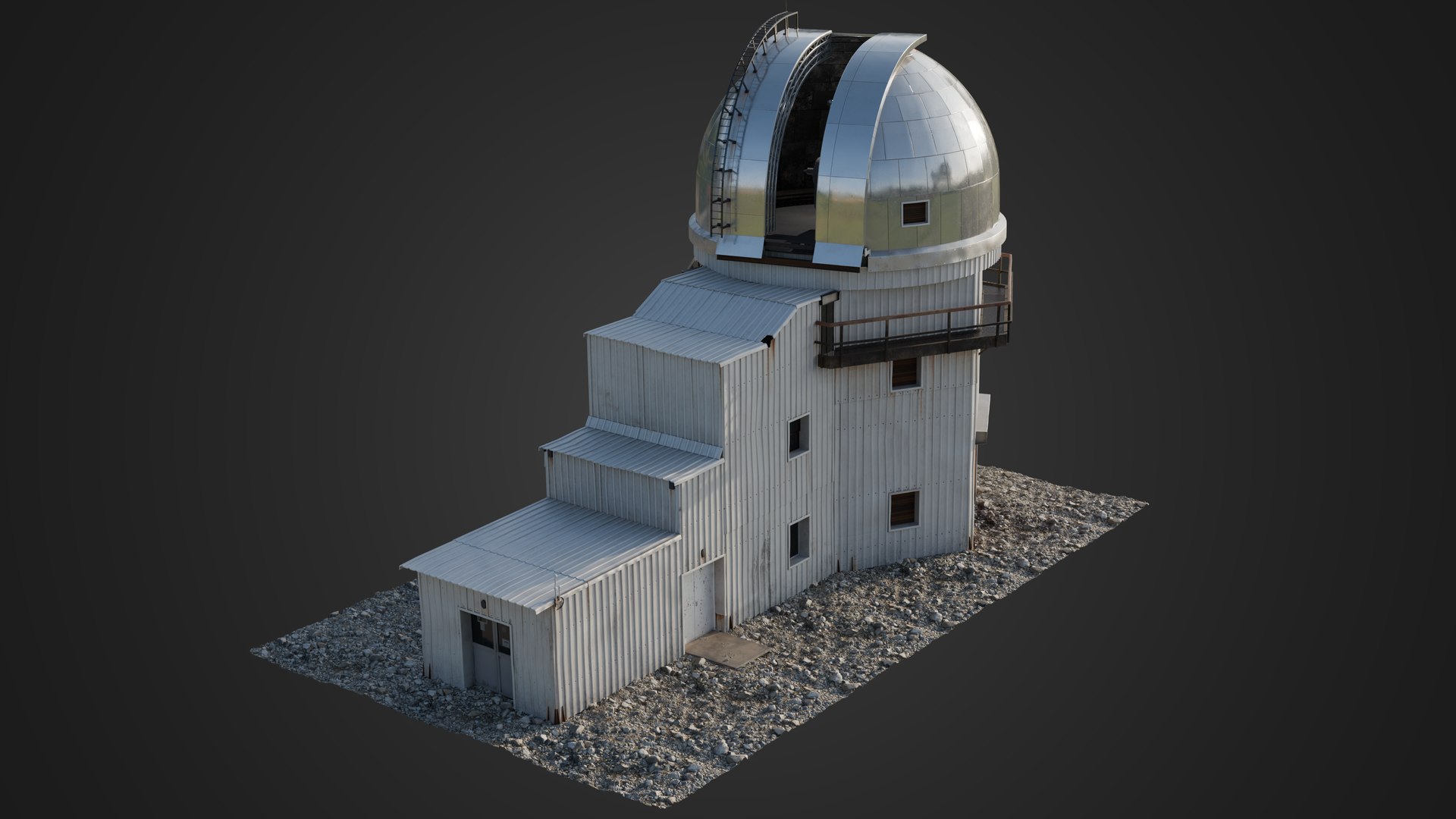 3D Model Realistic Astronomical Observatory 3D Model Metallic Dome ...