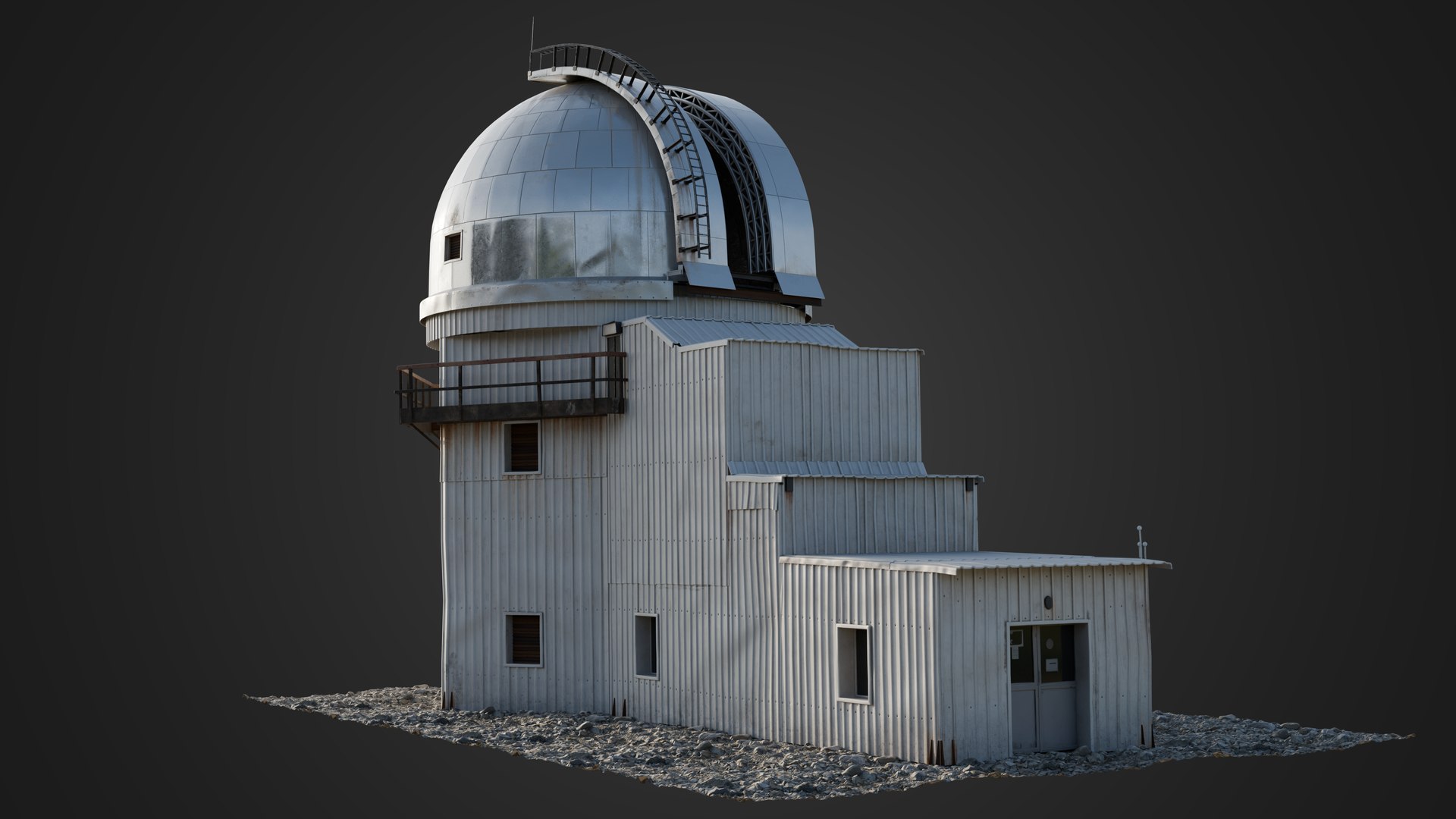 3D Model Realistic Astronomical Observatory 3D Model Metallic Dome ...