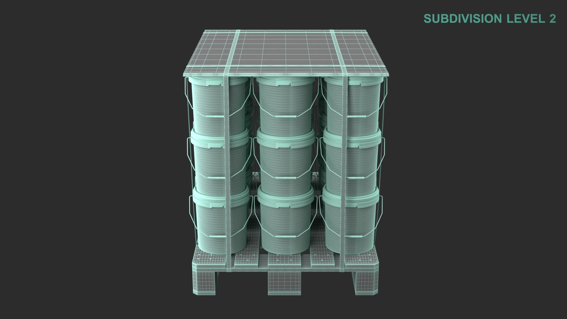 Pallet With Buckets Model - TurboSquid 2040756