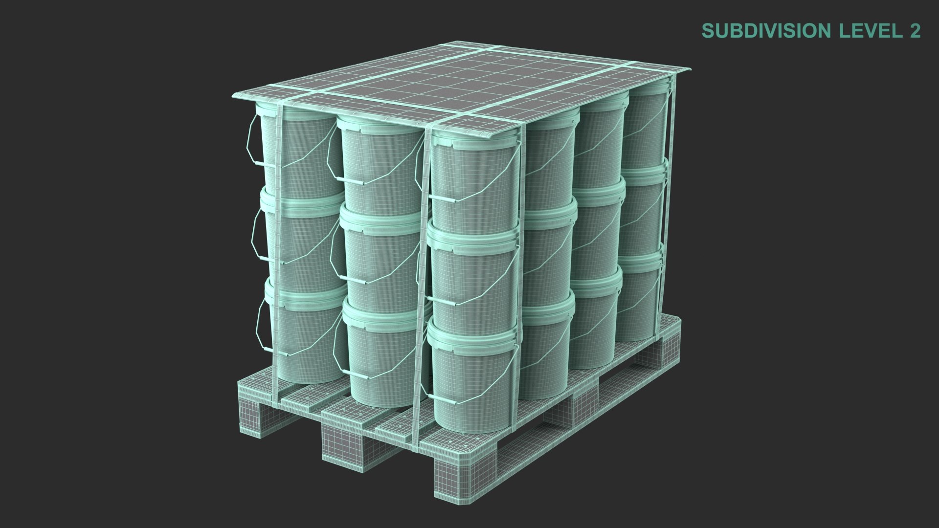 Pallet With Buckets Model - TurboSquid 2040756