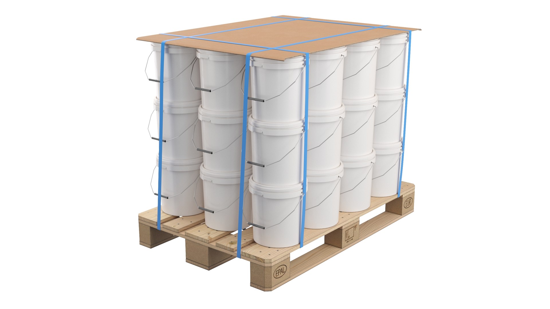 Pallet With Buckets model - TurboSquid 2040756 Pallet With Buckets model - TurboSquid 2040756
