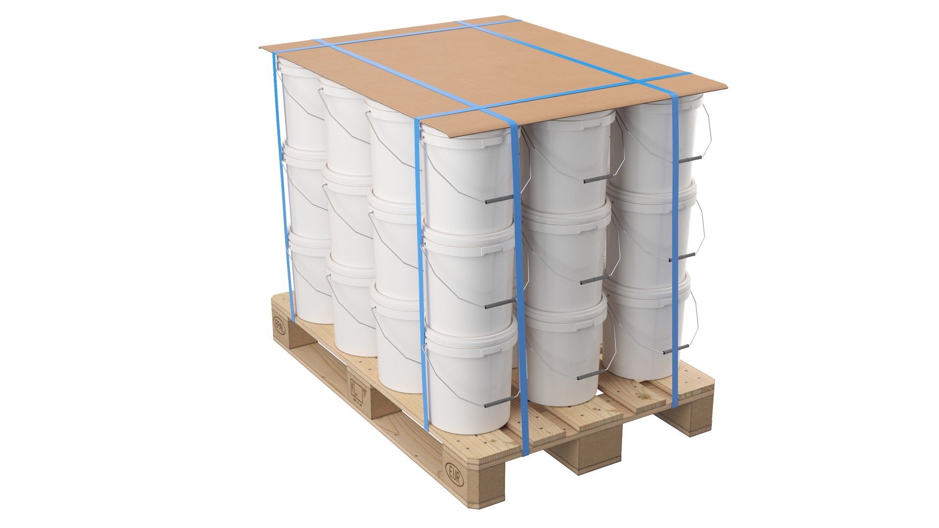 Pallet With Buckets Model - TurboSquid 2040756