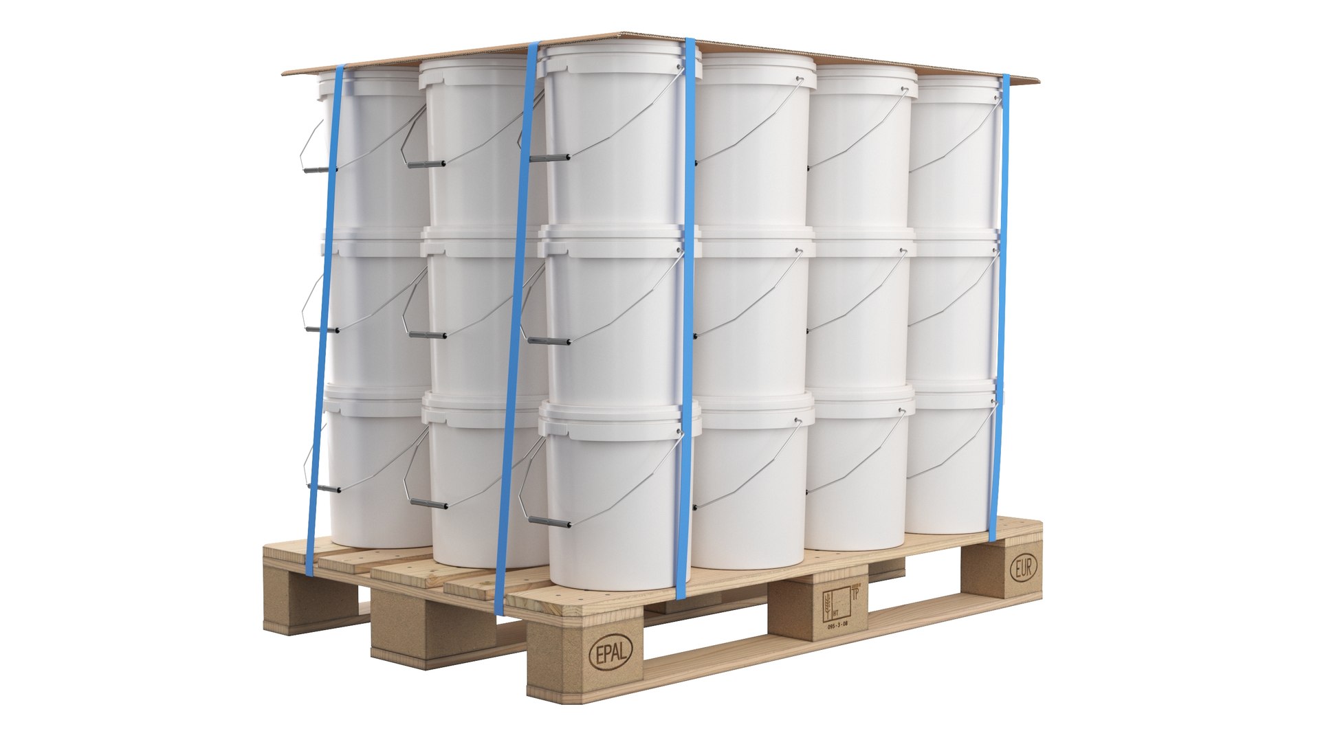 Pallet With Buckets Model - TurboSquid 2040756