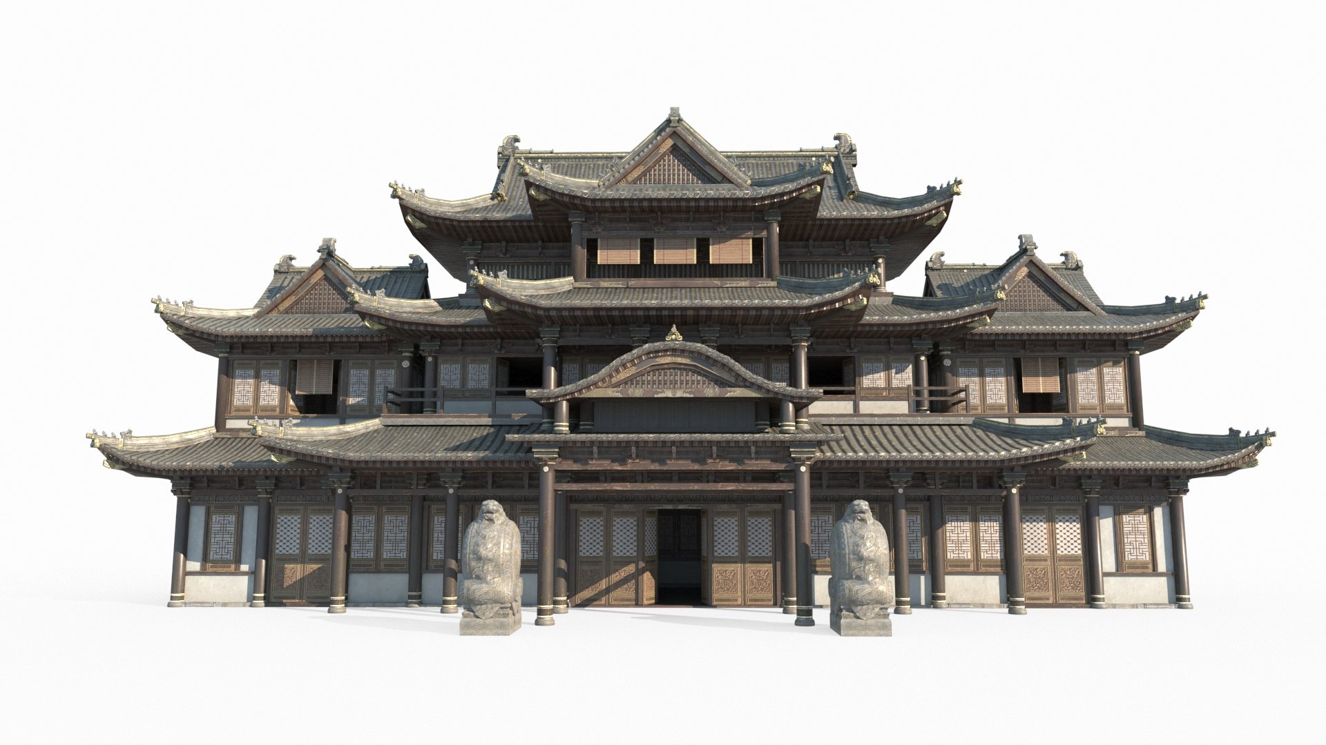 Multi Story Palaces In Ancient Asian Architecture Model - TurboSquid ...