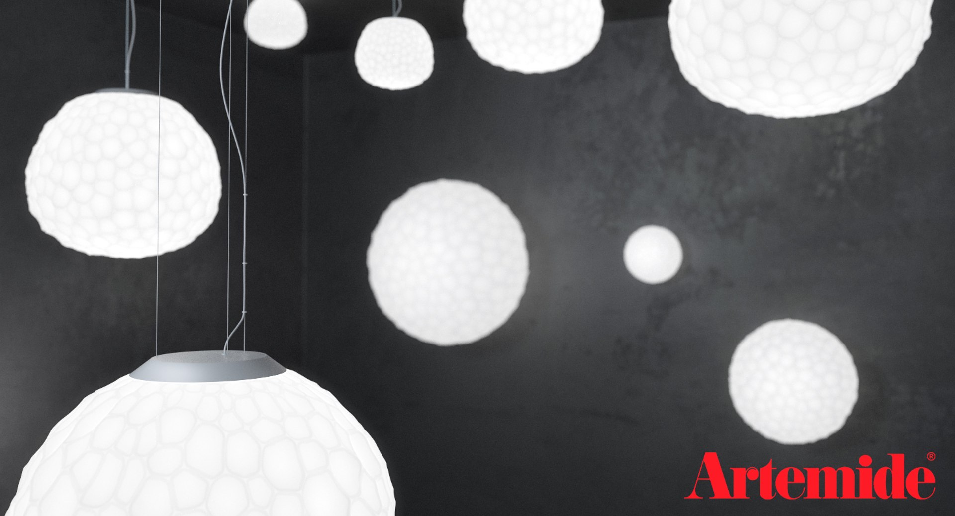 3d meteorite lamp artemide suspension model